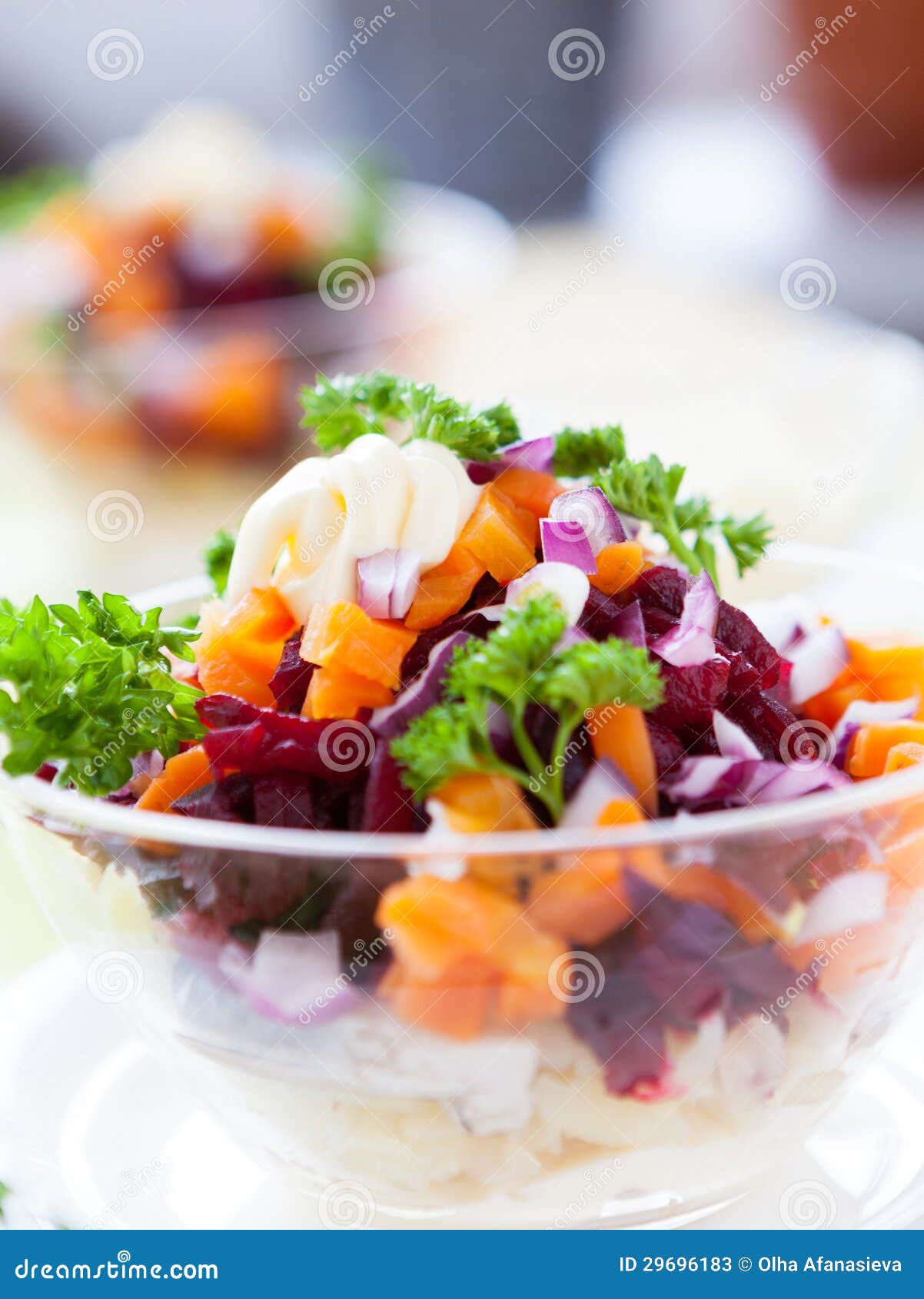 Appetizing Salad in a Transparent Salad Bowl Stock Image - Image of ...