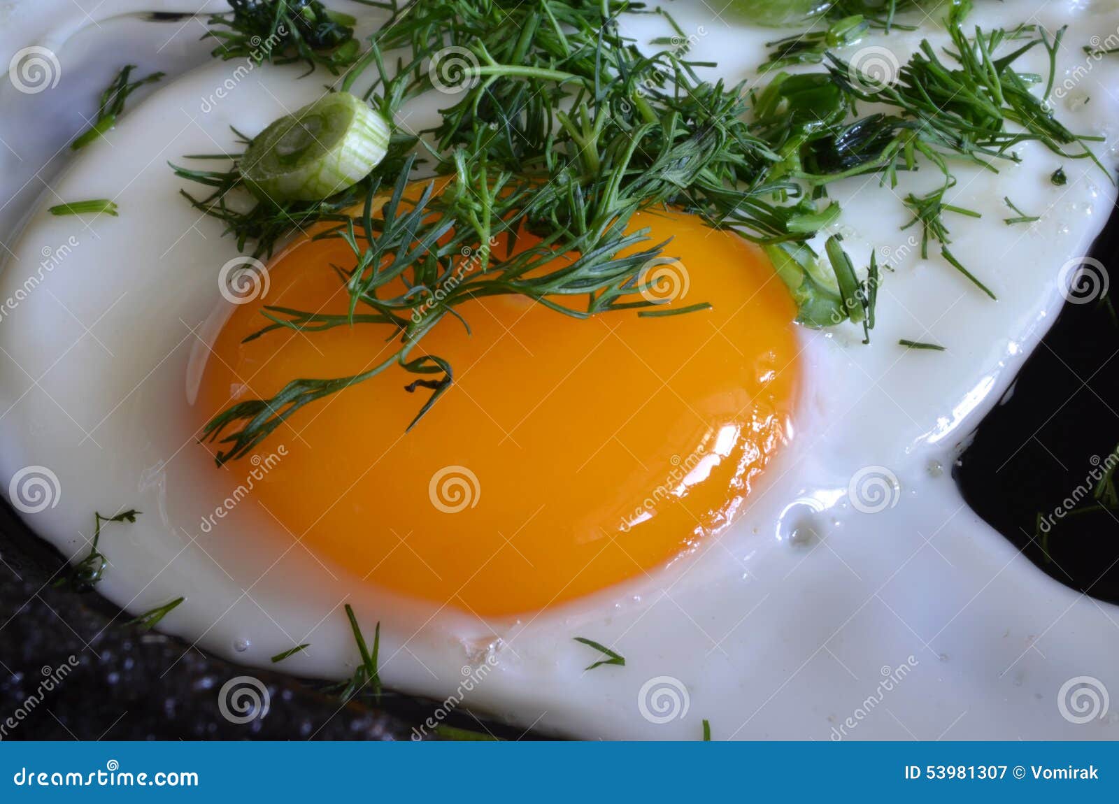 Appetizing Scrambled Eggs with Green Onions and Dill Stock Image ...