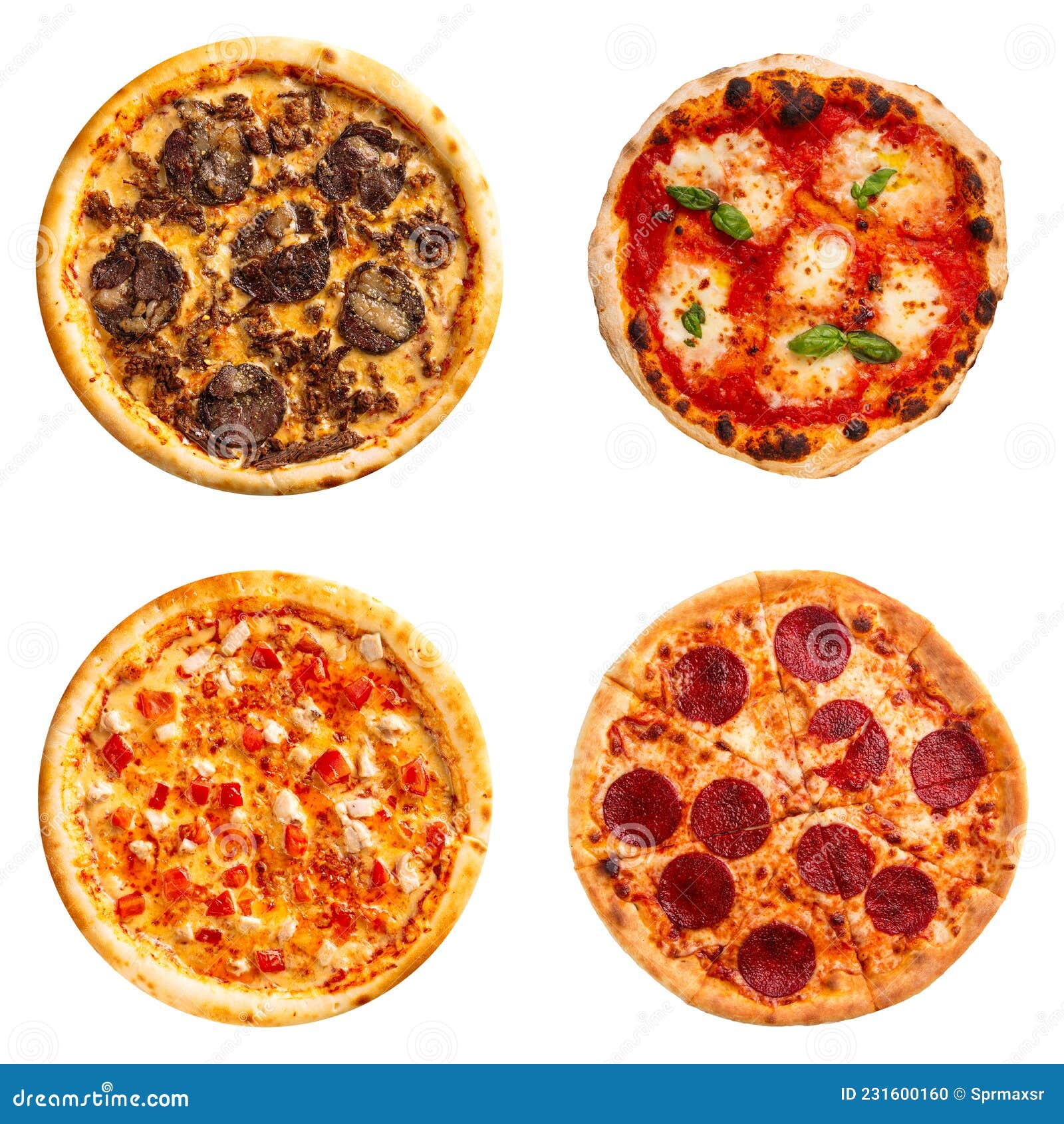 Appetizing Set of Different Pizzas Isolated Stock Photo - Image of ...