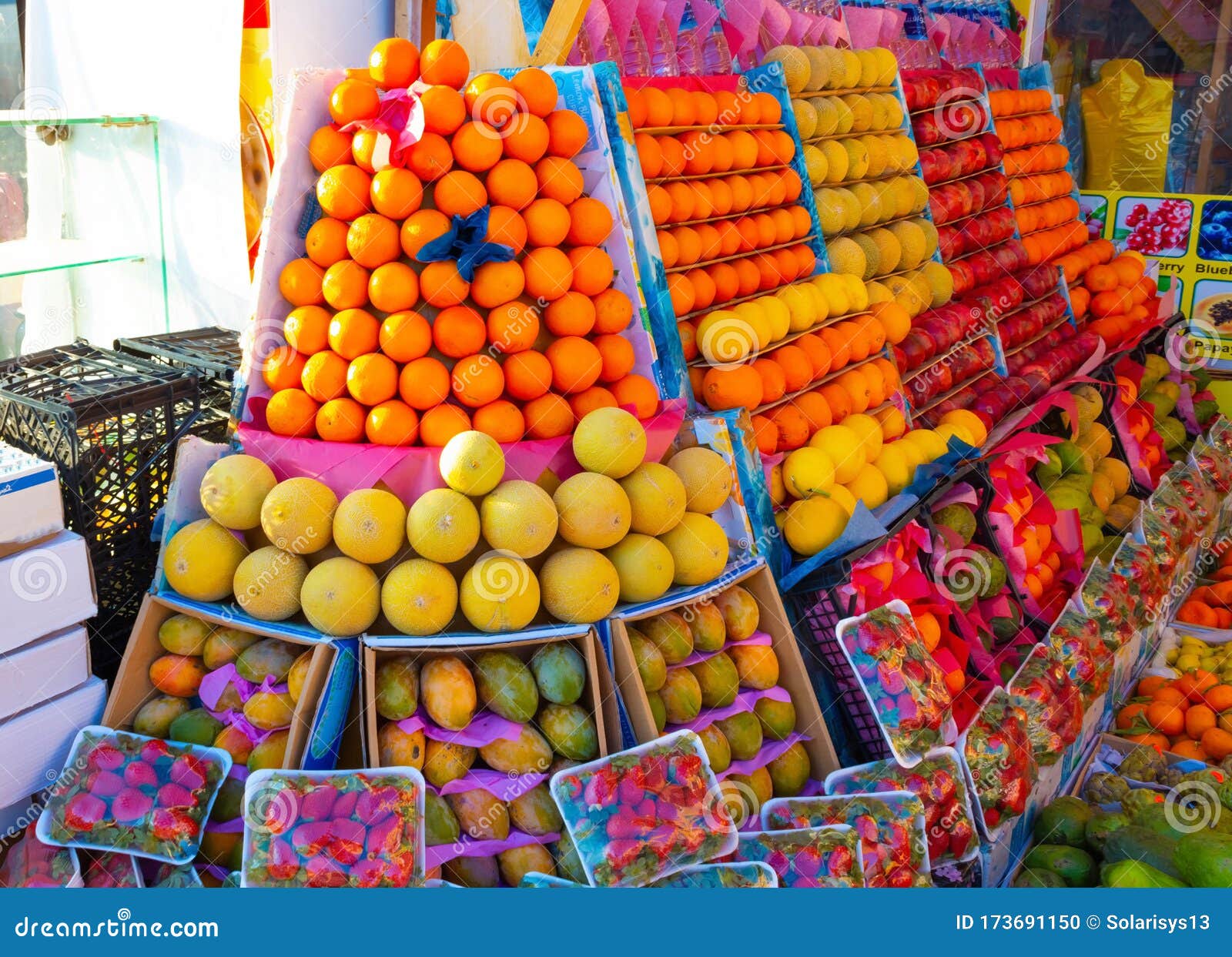 The Appetizing Showcase of the Fruit Store Stock Photo - Image of fruit ...