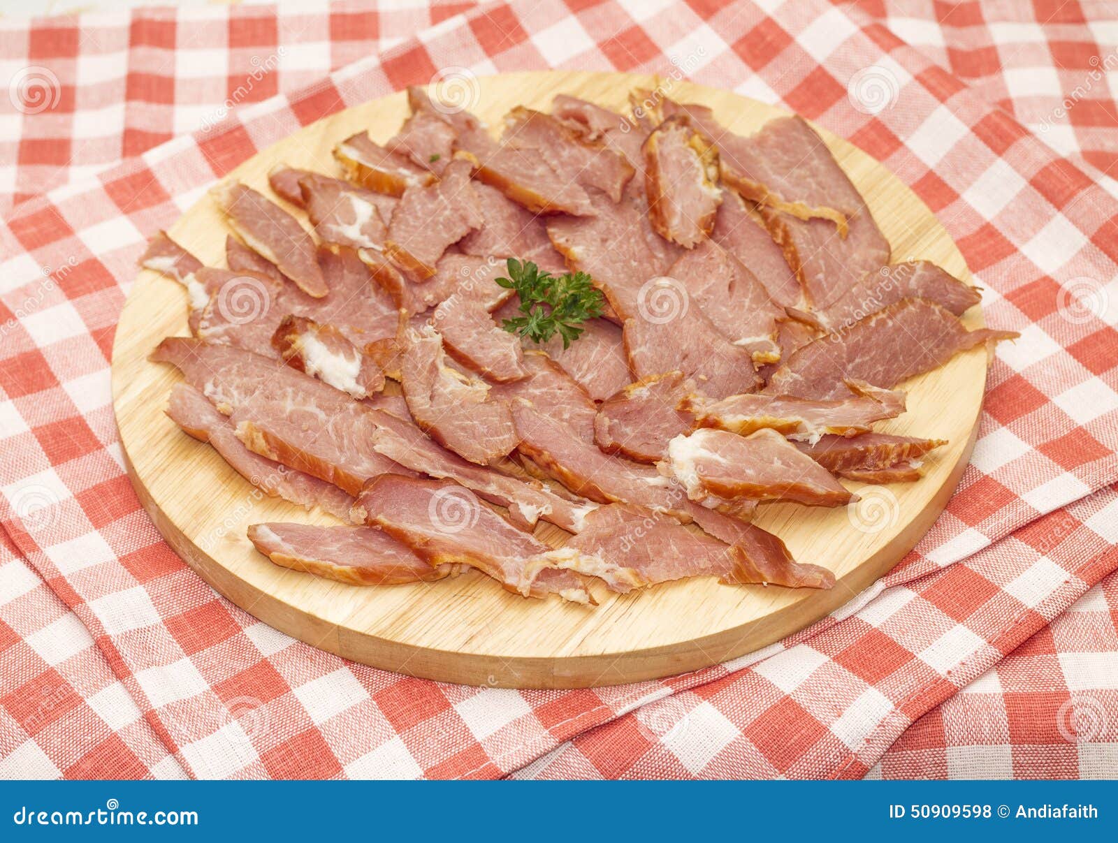 Appetizing Sliced Ham on Cutting Board Stock Photo - Image of lunch ...