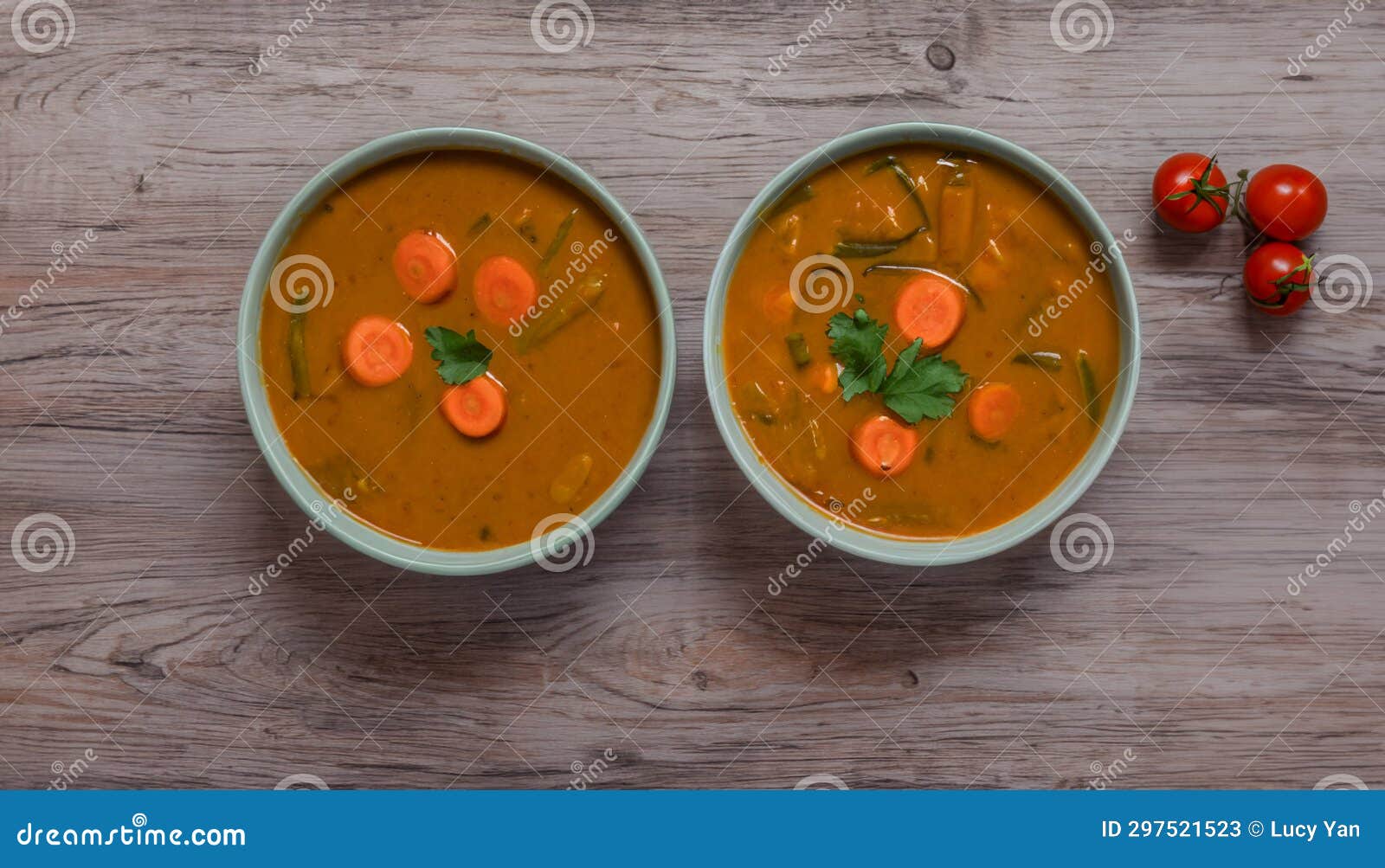 Appetizing Soup on the Table.View from the Above Stock Illustration ...