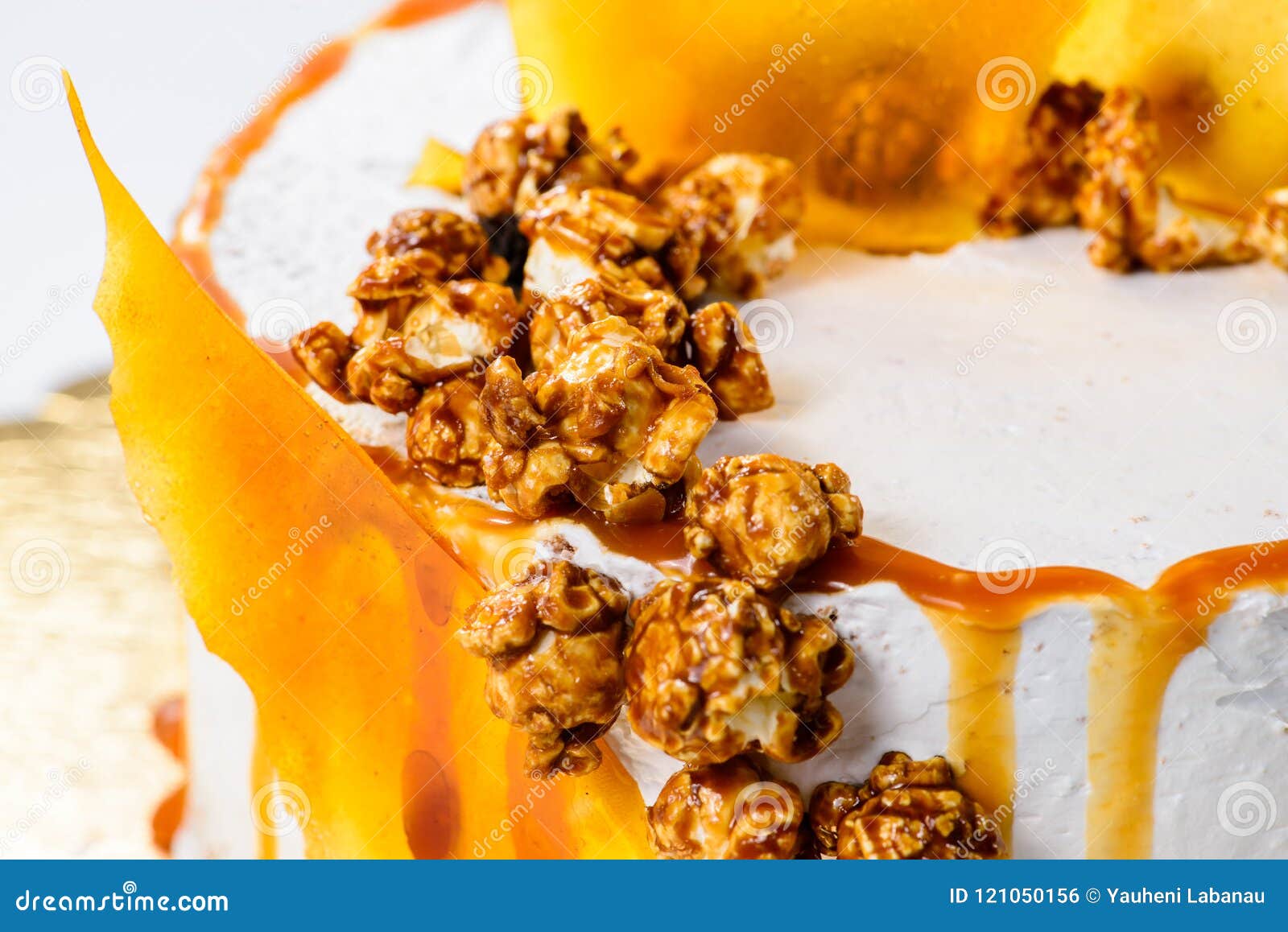 Appetizing Sweet Dessert. Close-up of Walnut on White Glaze Cake Stock ...