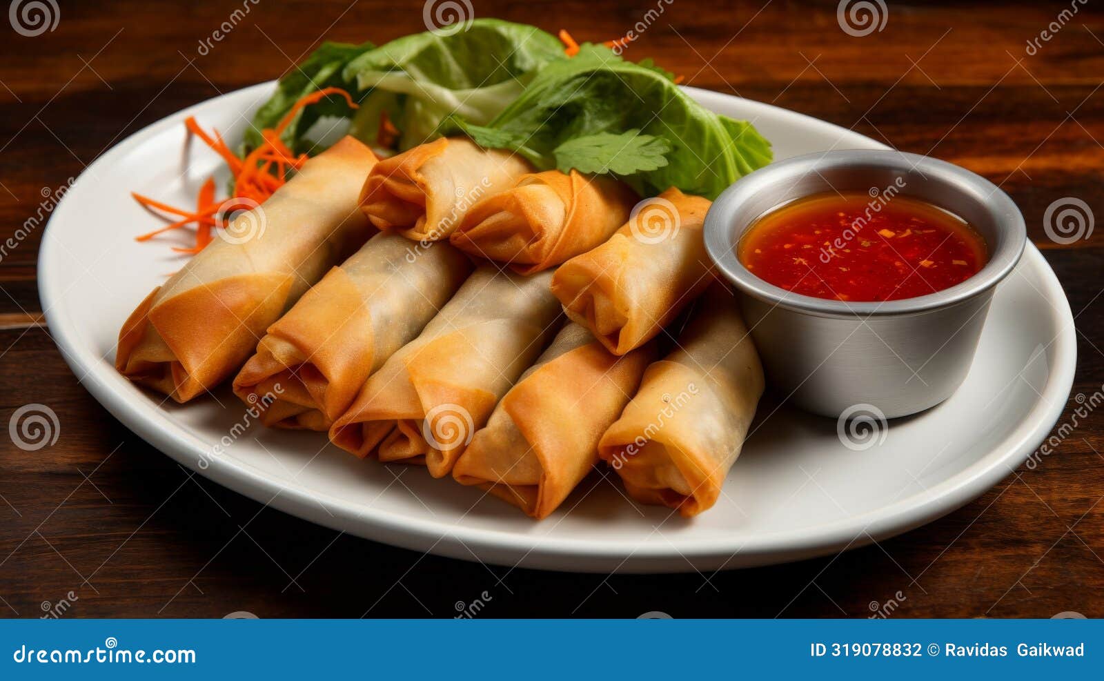 Appetizing Thai Spring Rolls with Crispy Texture and Rich Flavors Stock ...