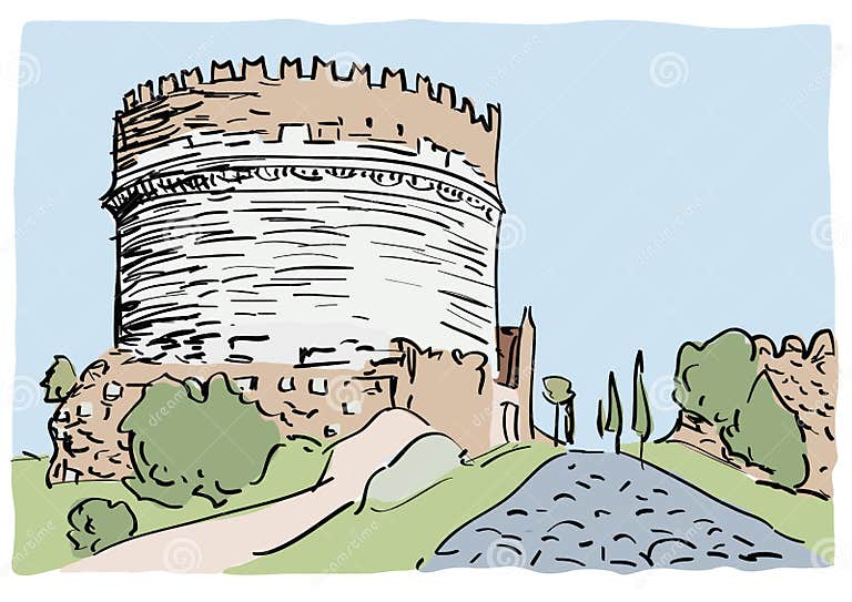 Appian Way stock illustration. Illustration of mausoleum - 19442399