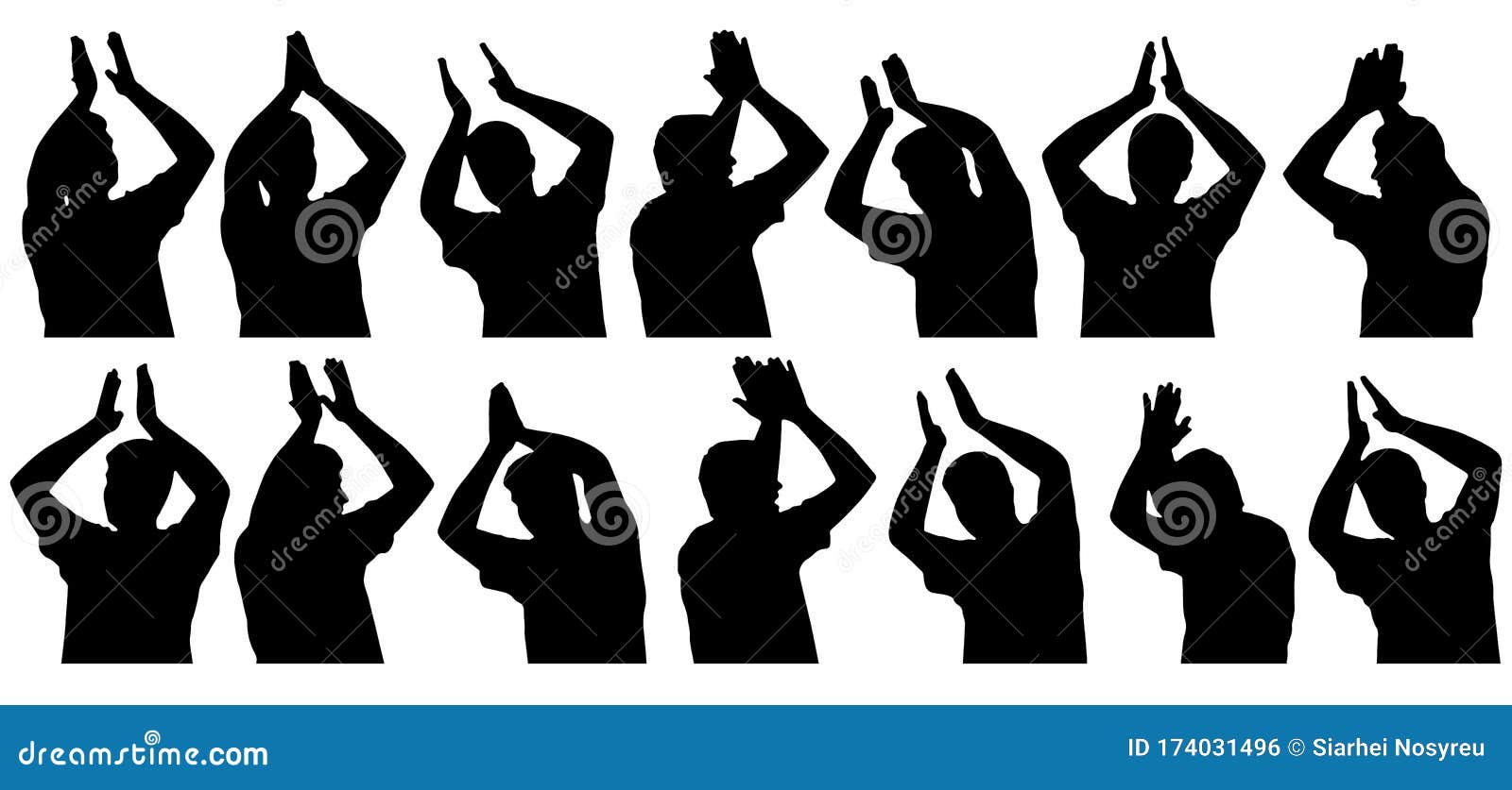 Set Of Silhouettes Of Applauding Man, Clapping Hands. Vector ...