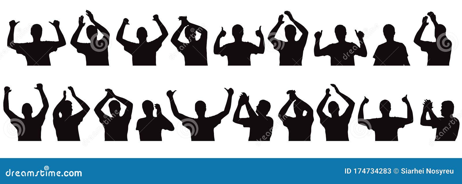 Applauding Person, Clapping Palms, Set of Silhouettes of Fan. Vector ...