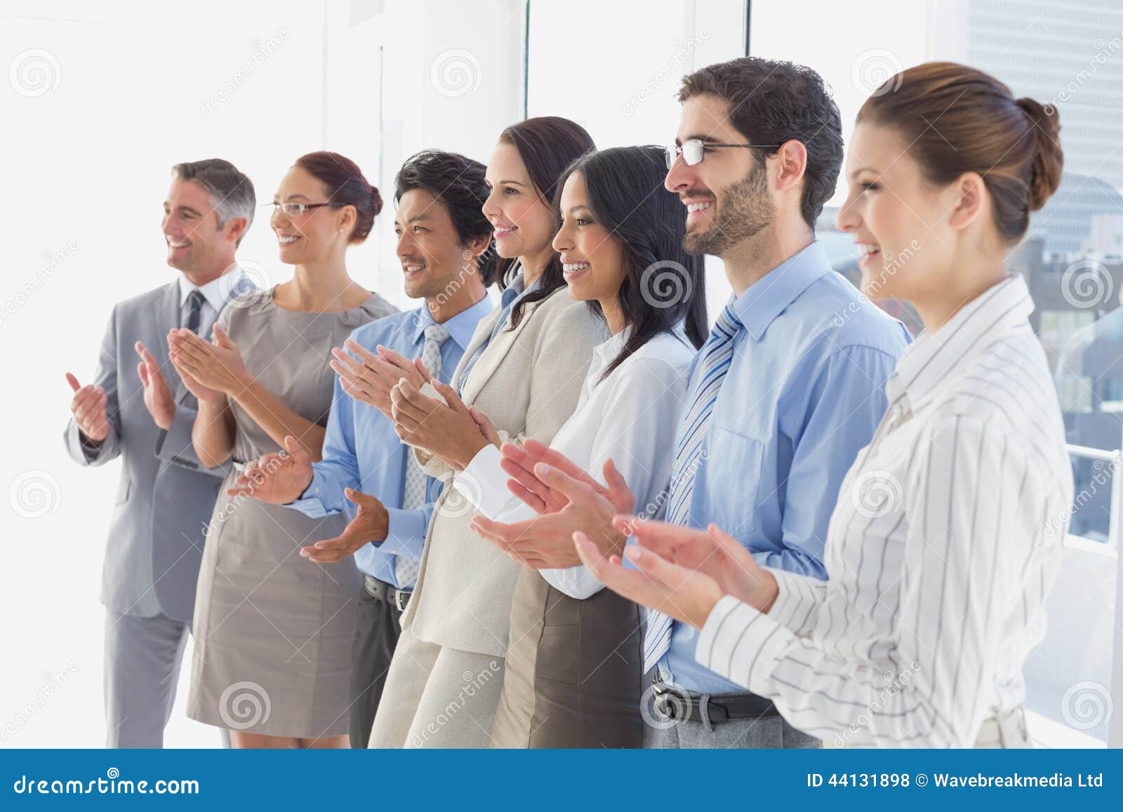 Applauding Workers Smiling and Cheerful Stock Photo - Image of ...