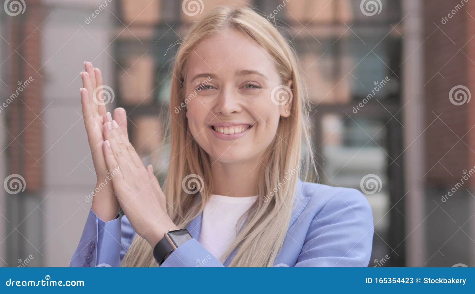 Applauding Young Businesswoman, Clapping Stock Image - Image of ...