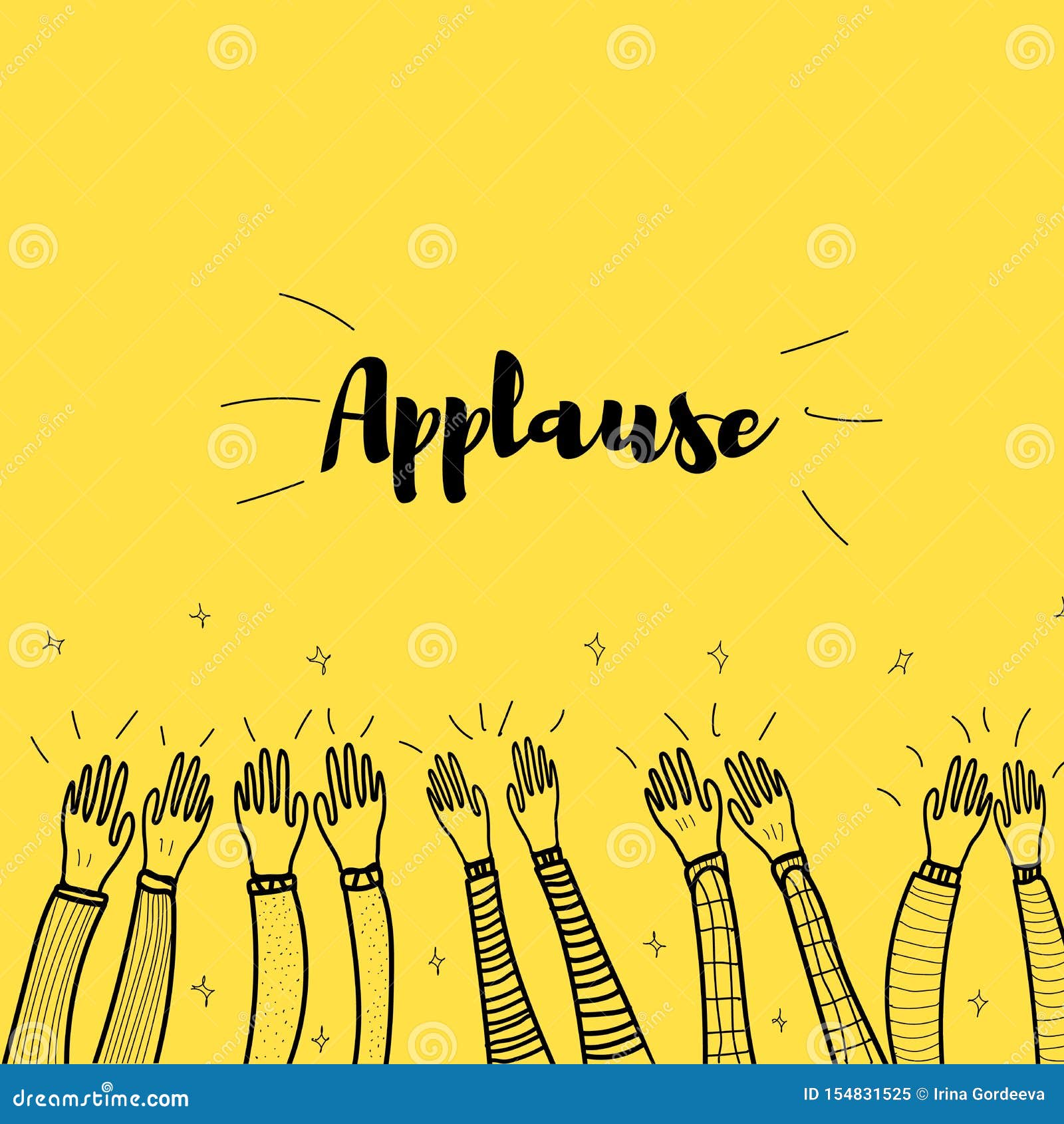 Applause Hand Draw On White Background With Congratulation Text.vector ...