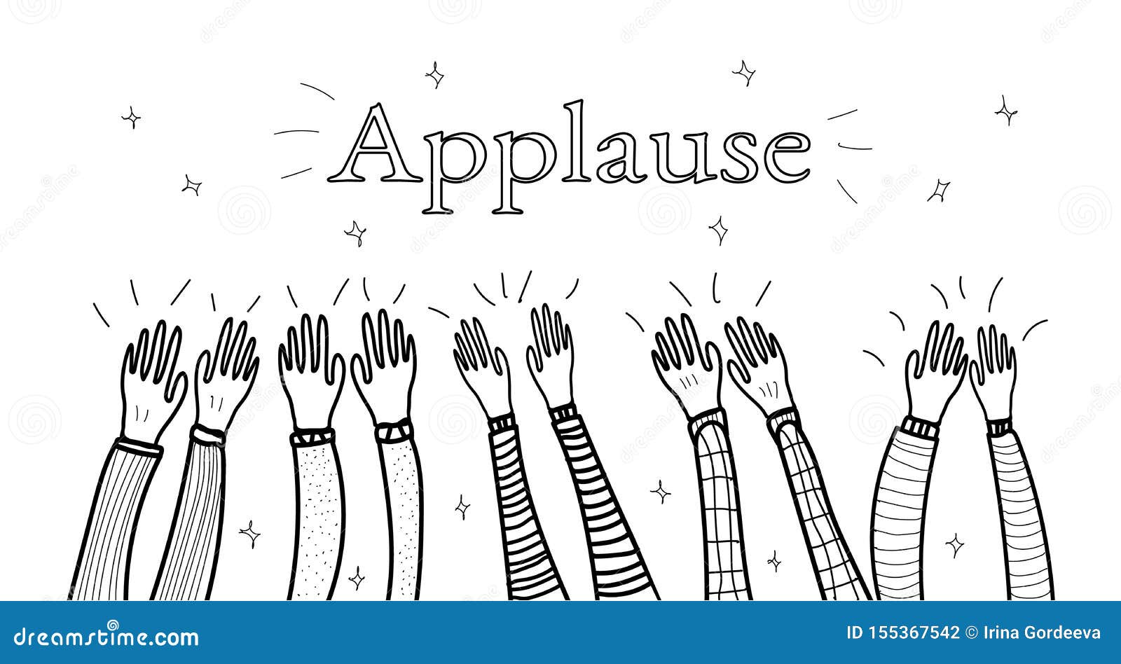 Applause Hand Draw On White Background With Congratulation Text.vector ...
