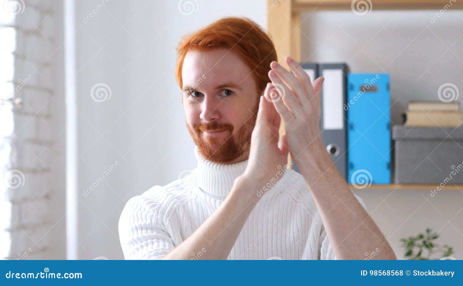 Applause, Clapping Man with Red Hairs Stock Photo - Image of ...