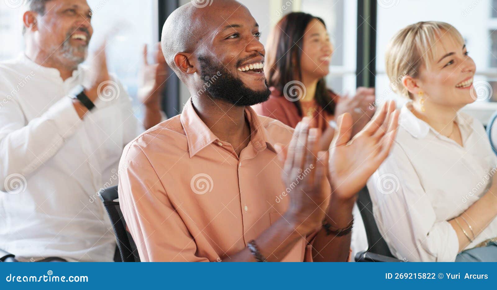 Applause, Crowd and Seminar with a Business Team Clapping during a ...