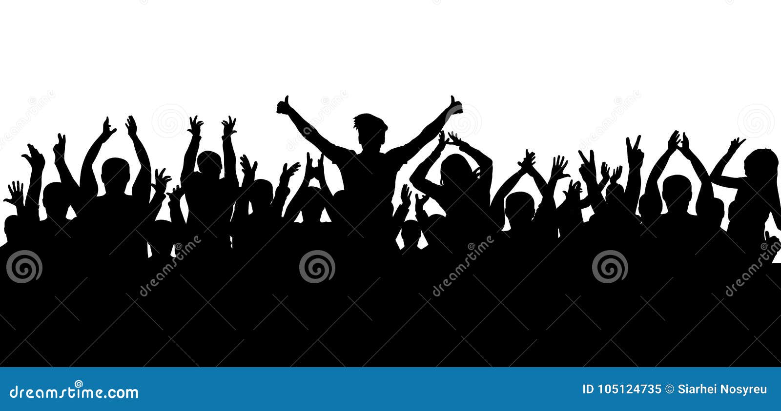 Applause Crowd Silhouette Vector. People Applauding. Cheerful Clapping ...
