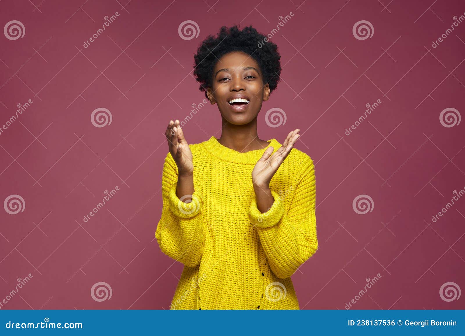 Applause Gesture. Joyful Young African American Girl Clapping Hands ... Applause Gesture. Joyful Young African American Girl Clapping Hands ...