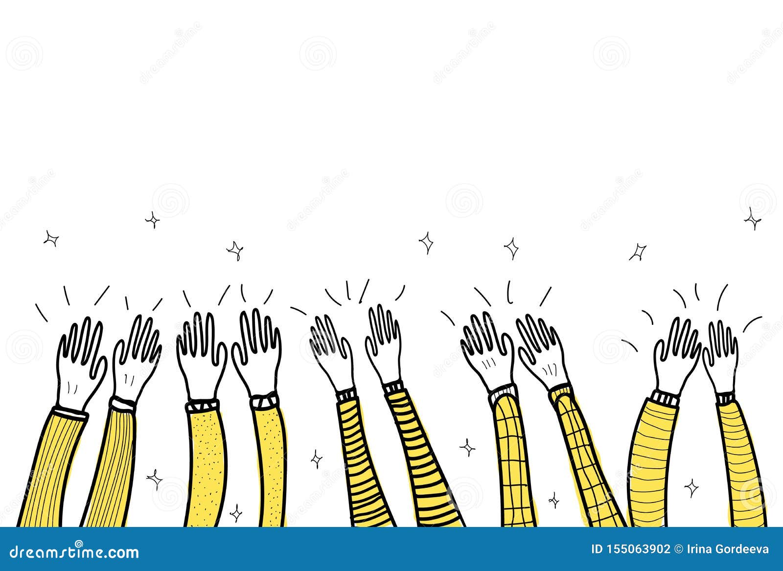 Applause Hand Draw, Doodle Clapping Ovation. Thumbs Up Gesture Isolated ...