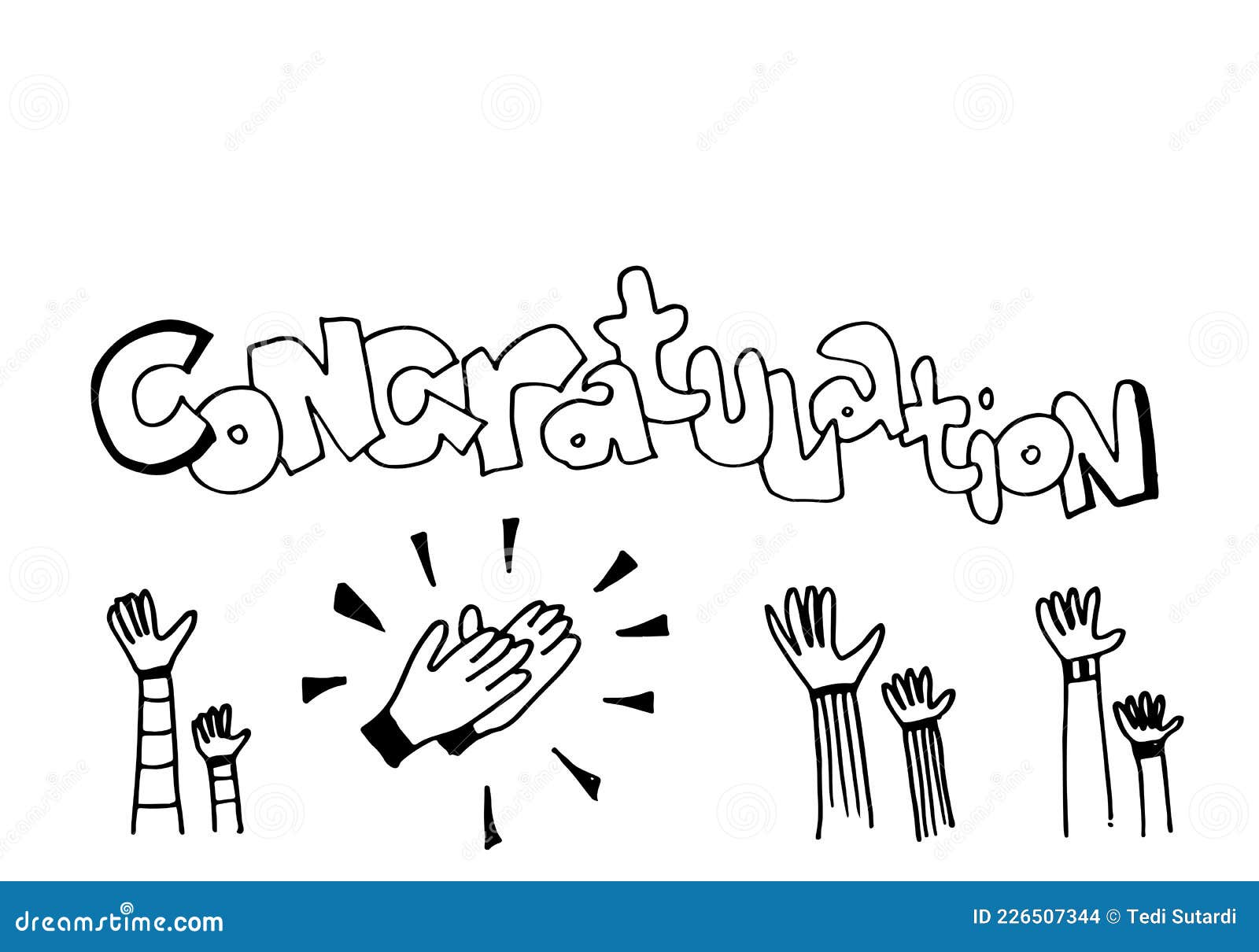 Applause Hand Draw On White Background With Congratulation Text.vector ...