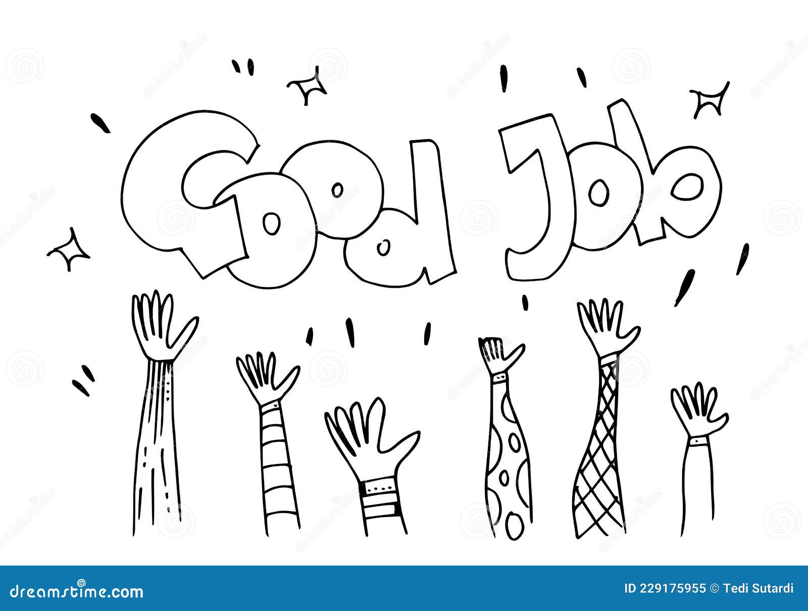 Applause Hand Draw on White Background with Good Job Text.vector ...