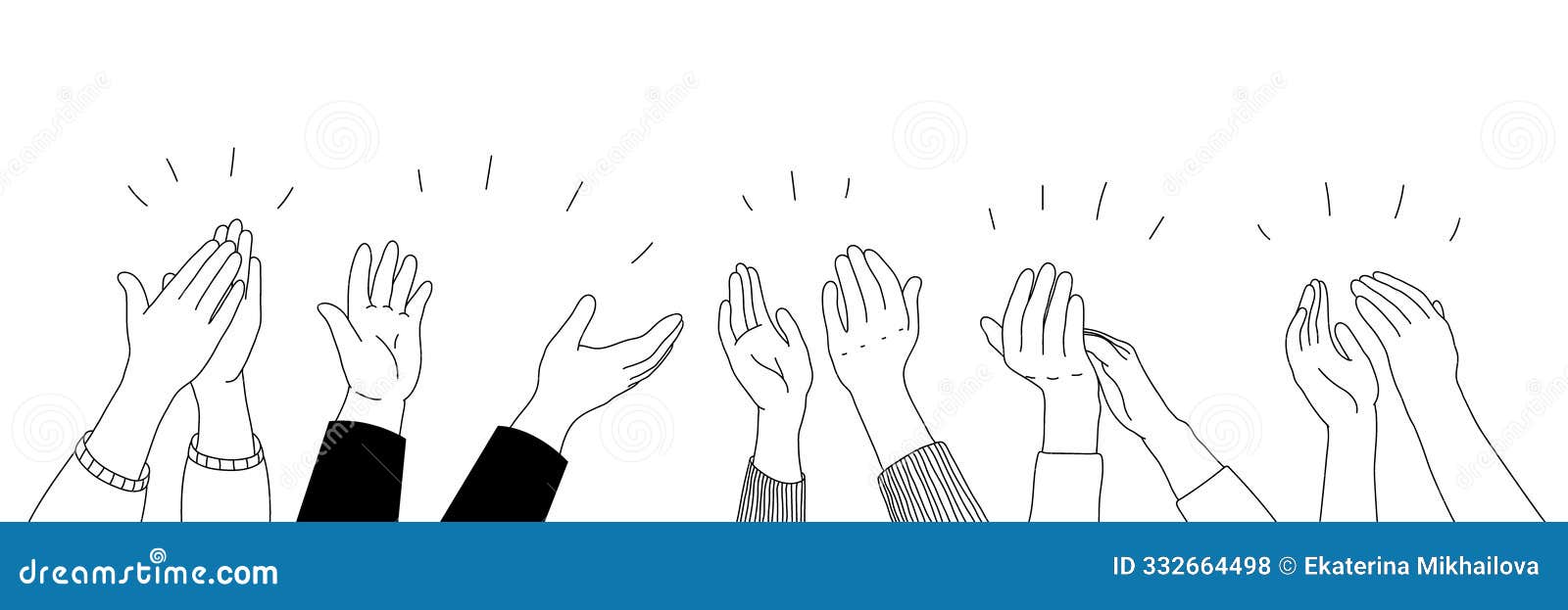Applause Hands Set in Doodle Style. Human Hands Sketch, with Arms ...