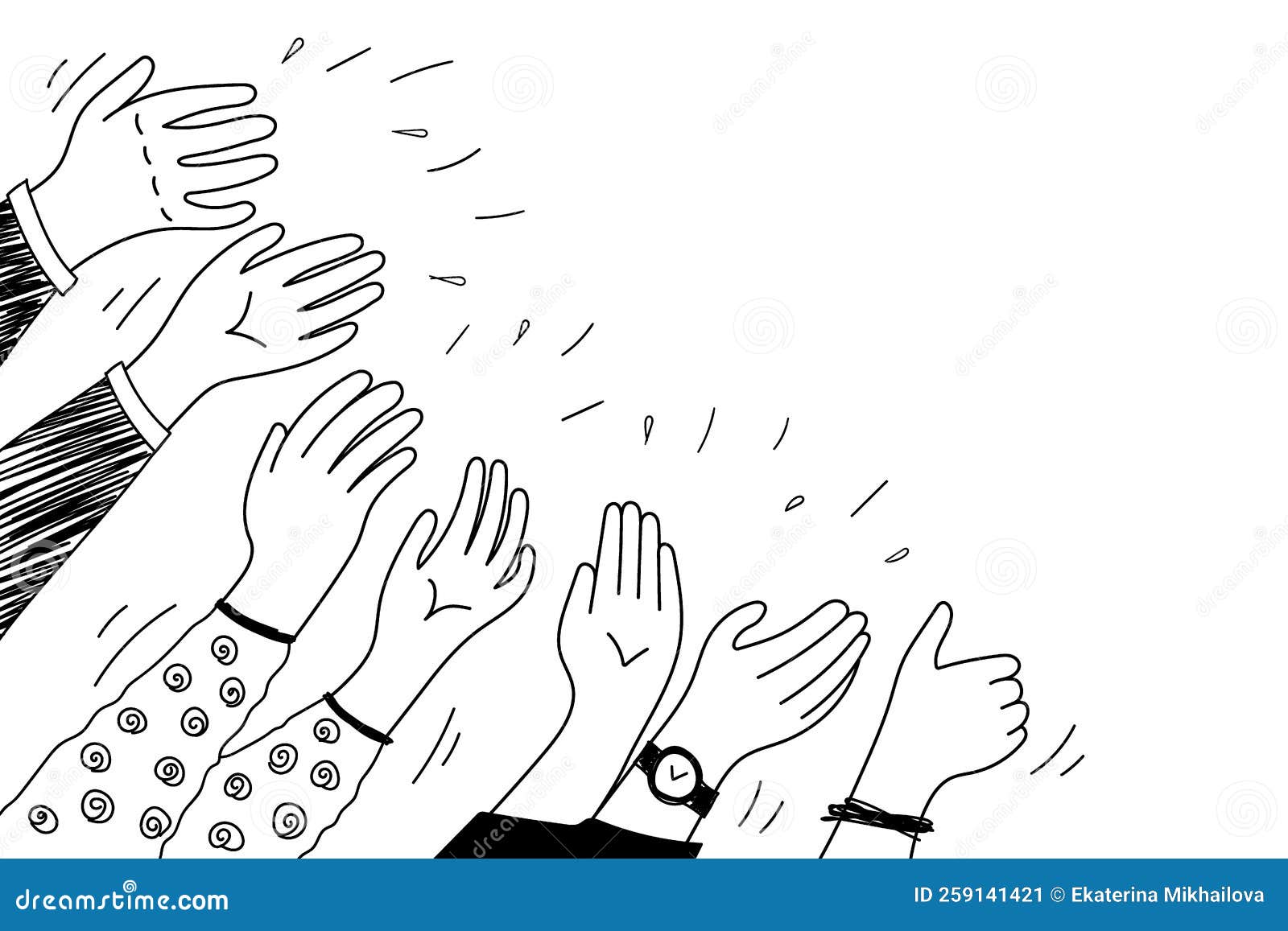 Applause Hands Set on Doodle Style. Human Hands Sketch, Scribble Arms ...