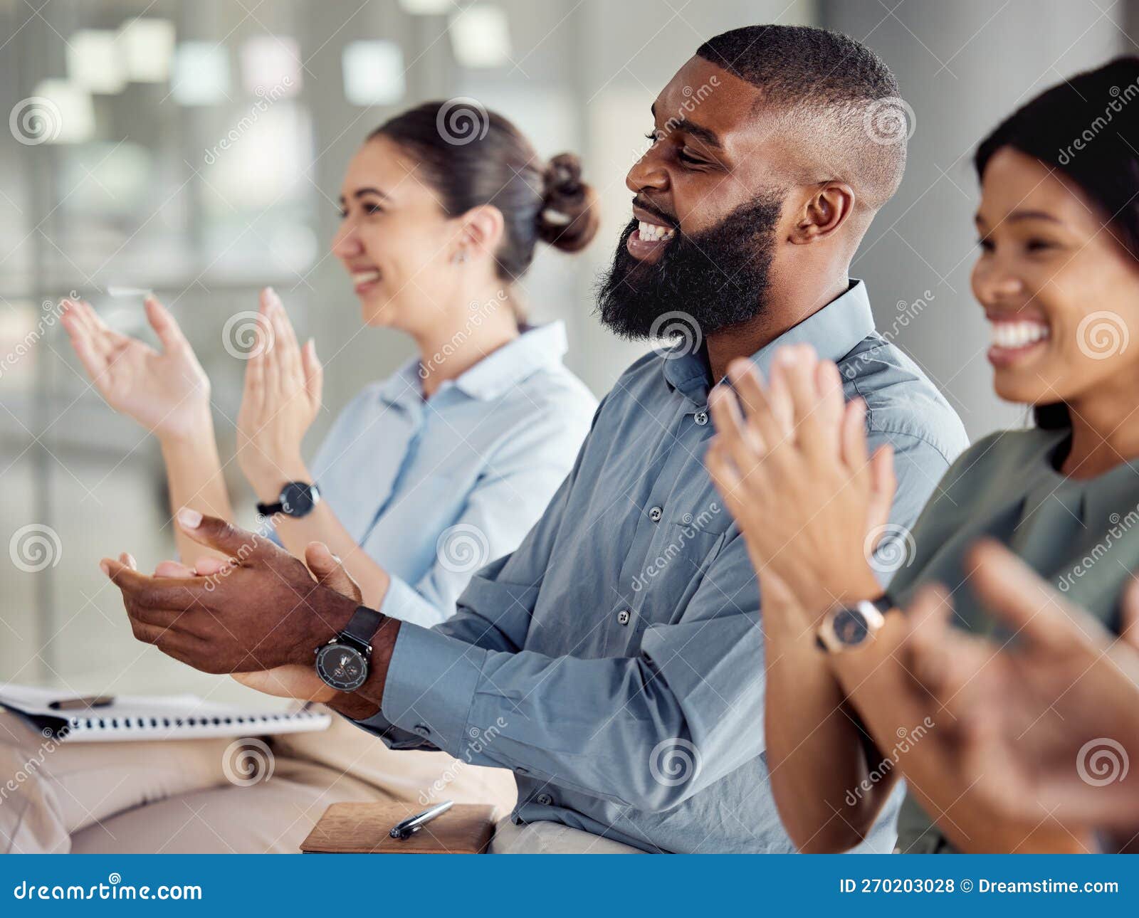 Applause, Motivation and Success with a Business Team Clapping during a ...