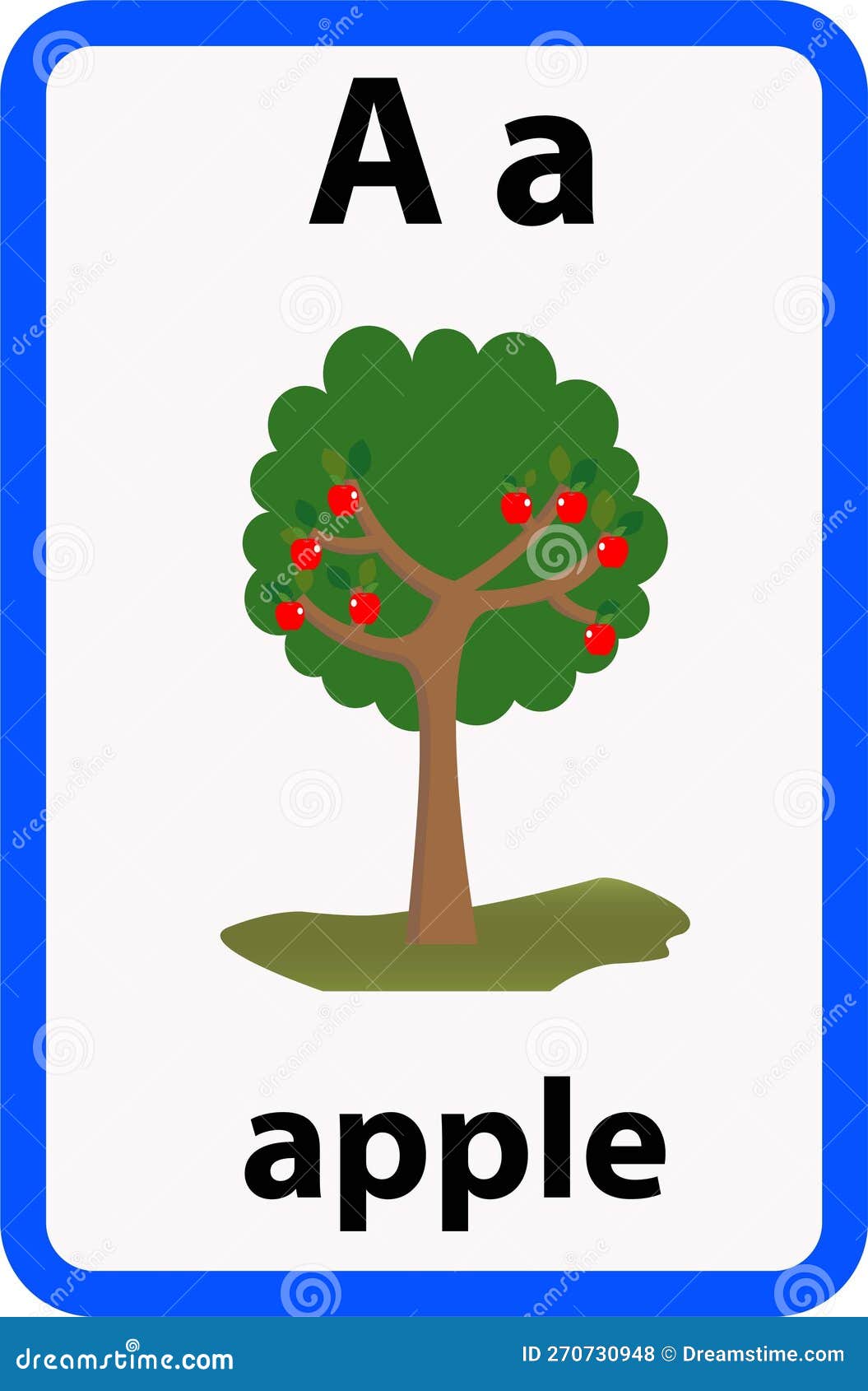 Alphabet Flashcard for Children with the Letter a from Apple Stock ...