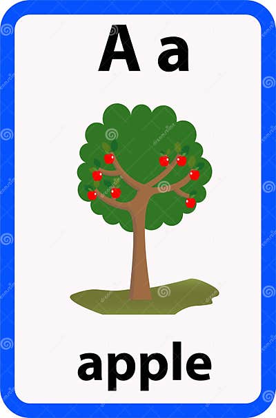 Alphabet Flashcard for Children with the Letter a from Apple Stock ...