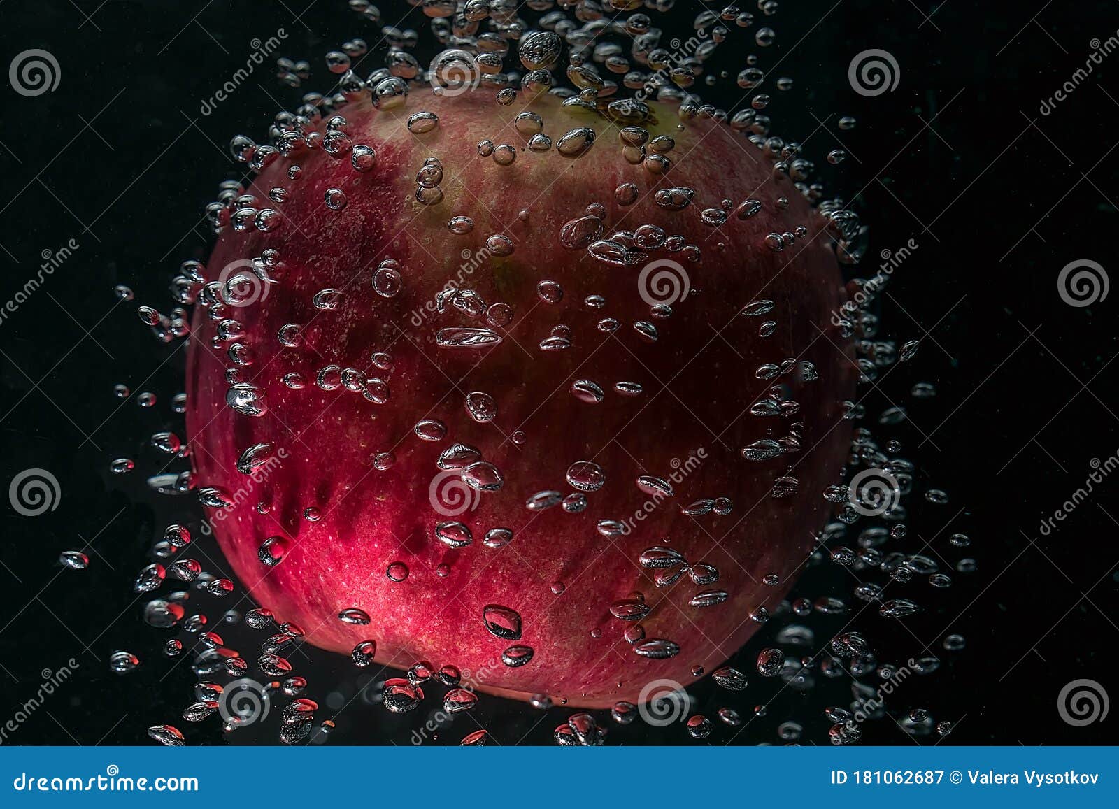 APPLE in AIR BUBBLES.on a BLACK BACKGROUND Stock Image - Image of ...