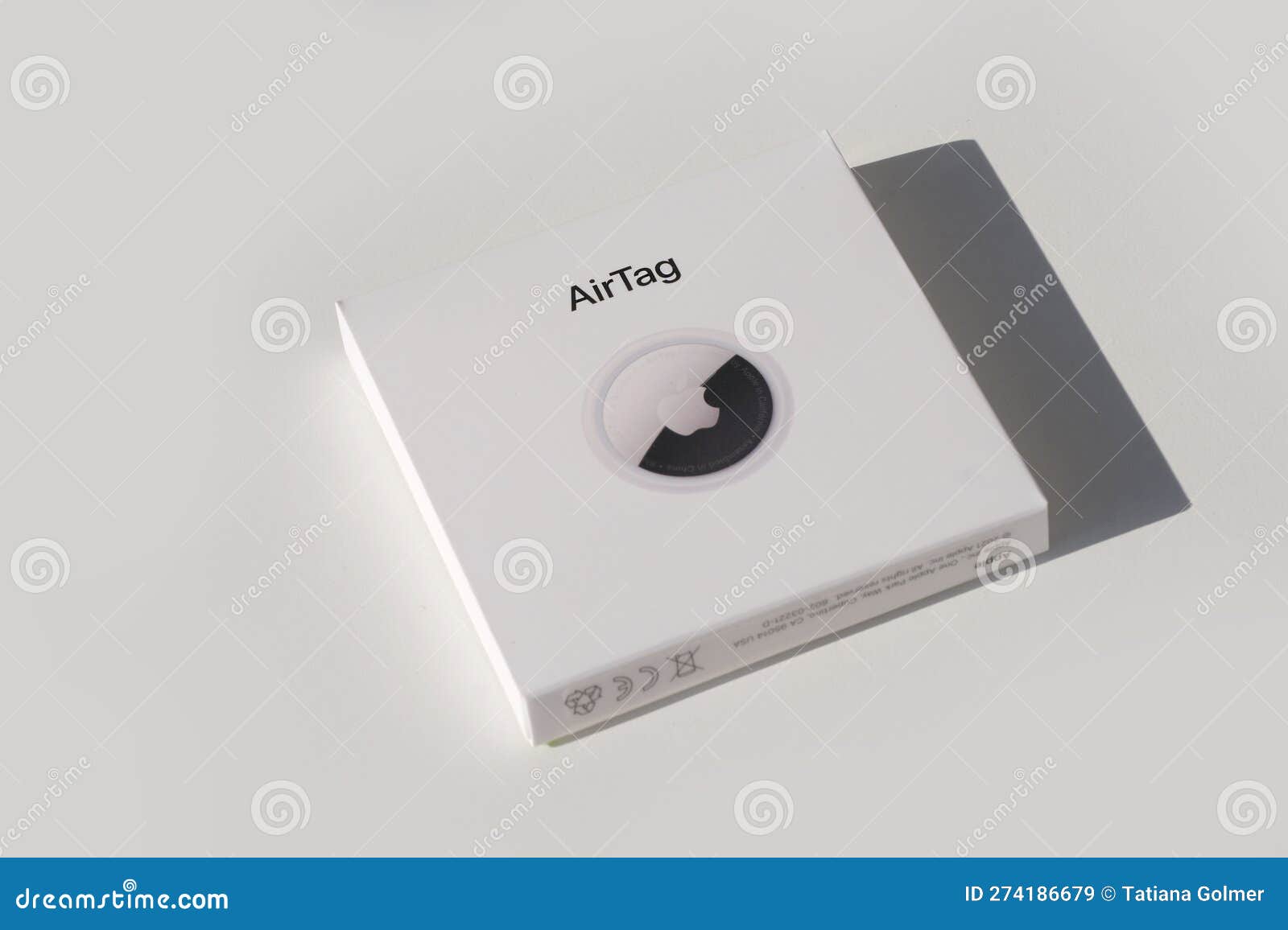 Apple Airtag, White Box with Electronic Tracker, Tracker Broadcasts ...