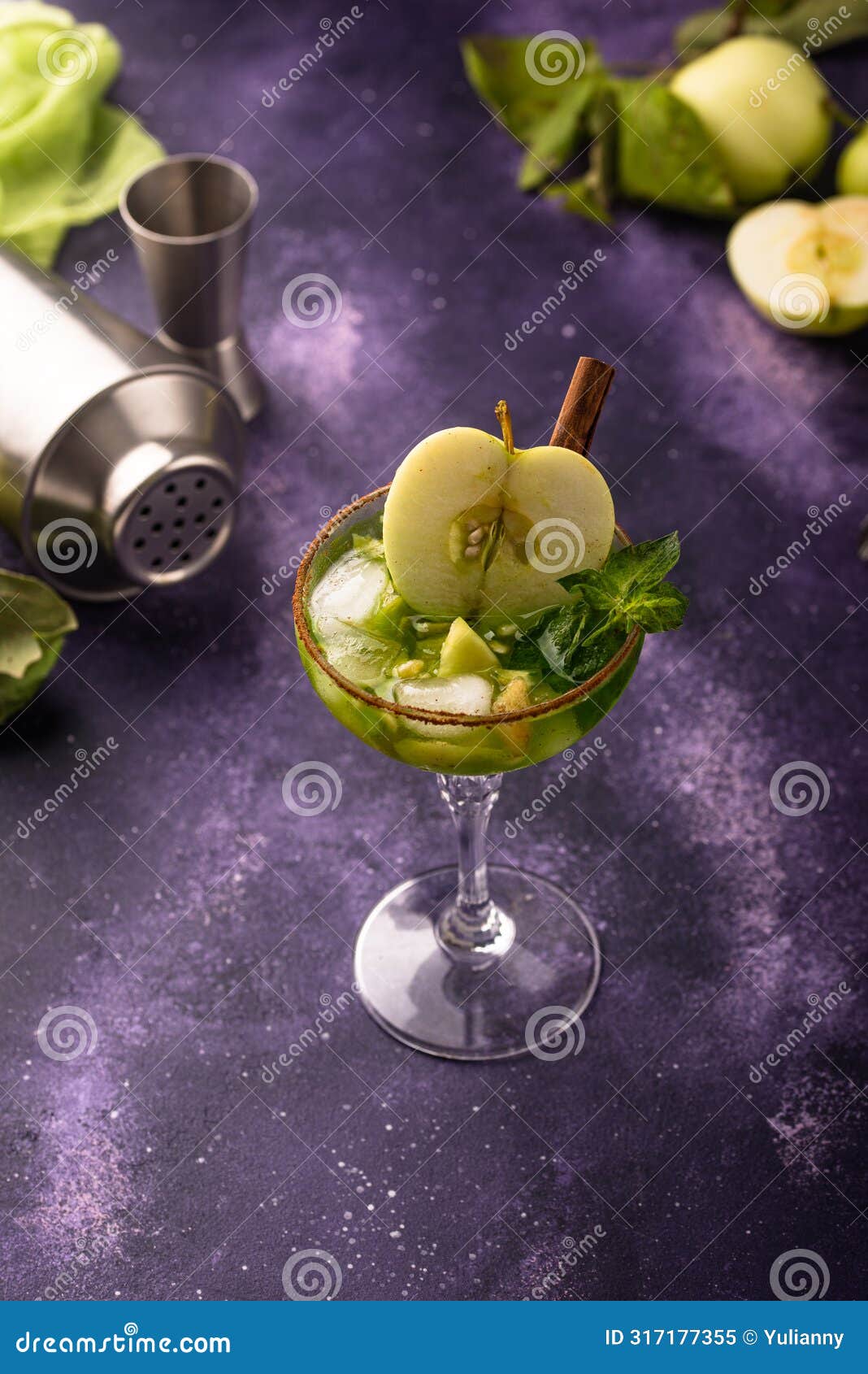 Apple Alcoholic Cocktail or Mocktail Stock Image - Image of party ...