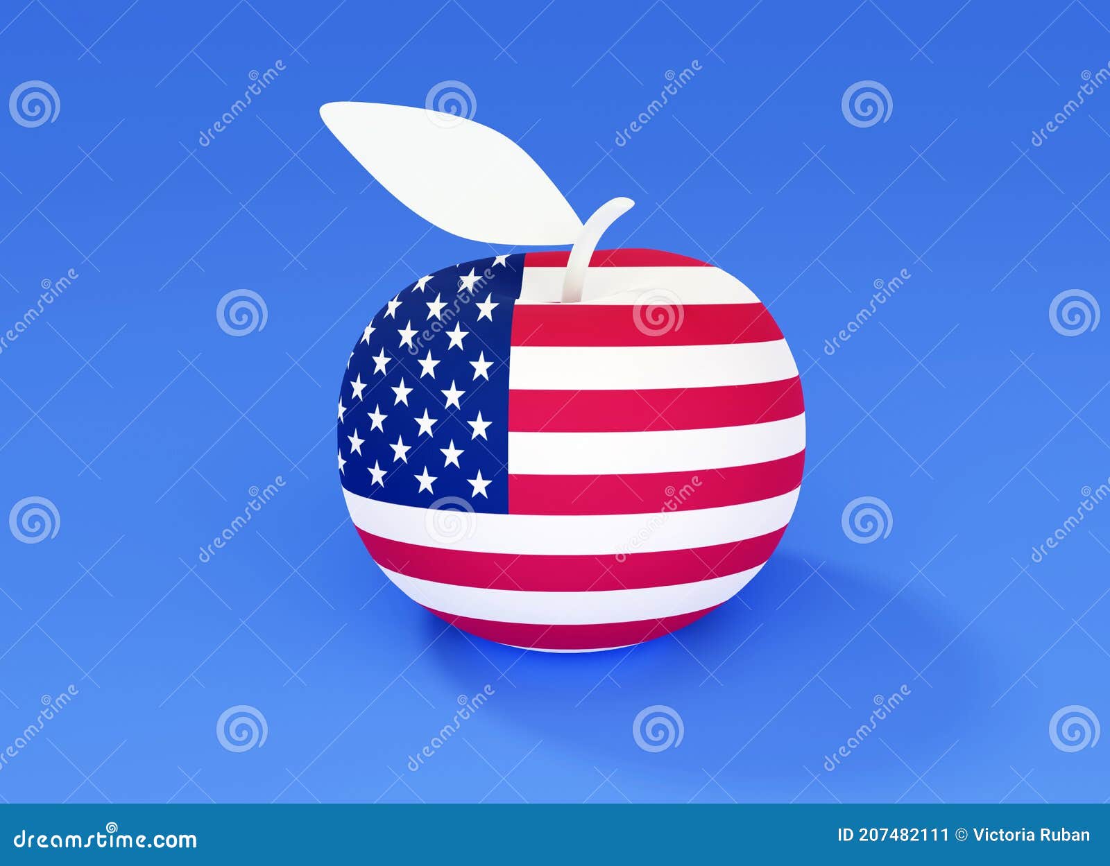 An Apple with American Flag Stock Illustration - Illustration of circle ...