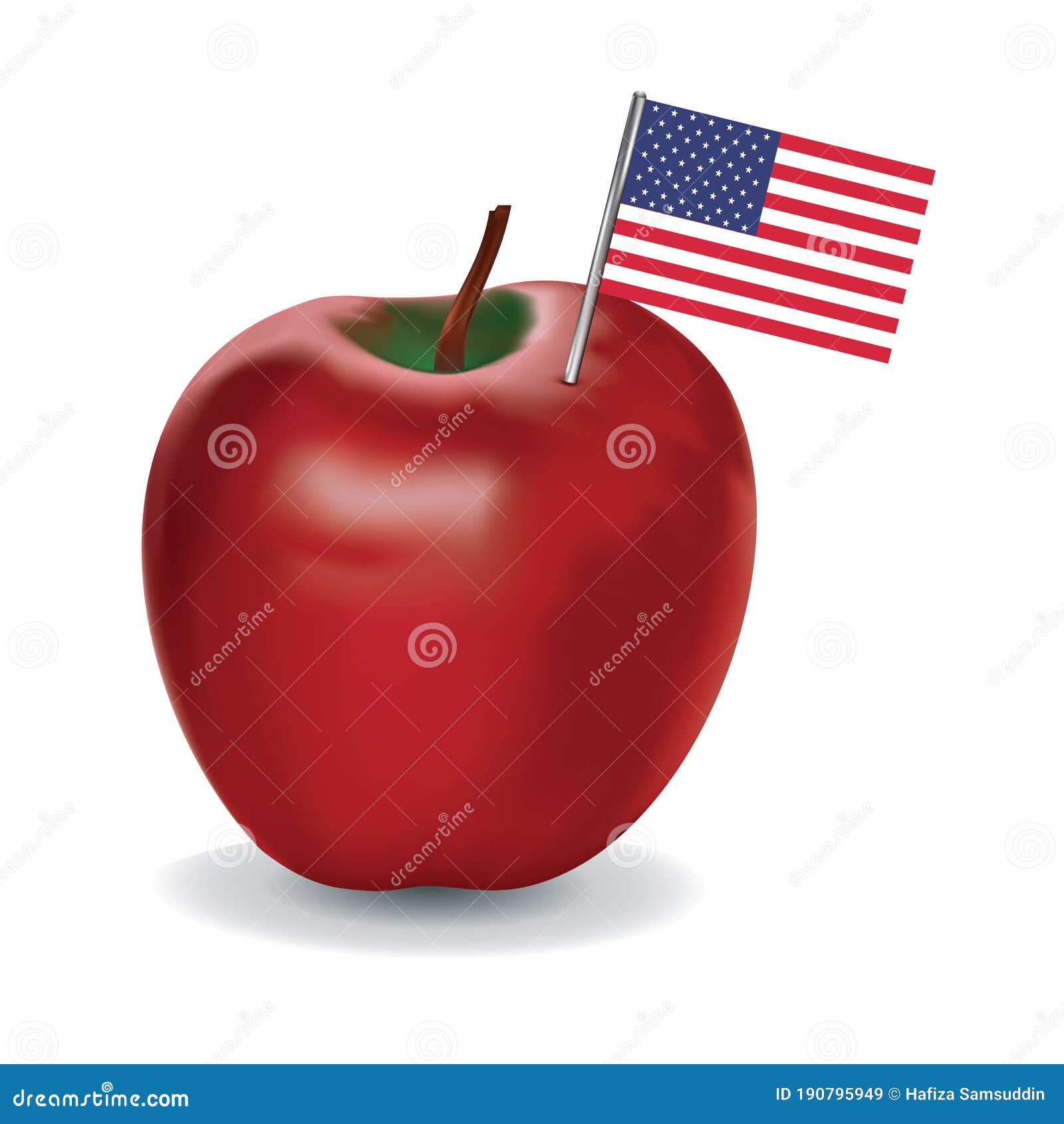 Apple with American Flag. Vector Illustration Decorative Design Stock ...