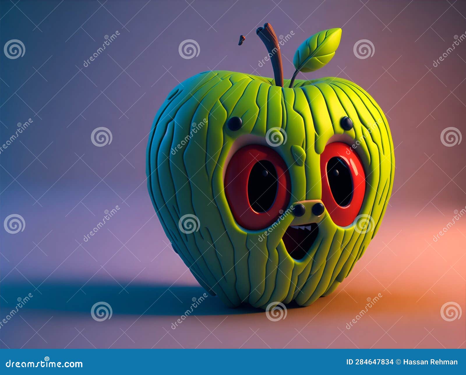 Apple Antropomorphic Cute Cartoon Illustration 3D Stile. Ai Generated ...