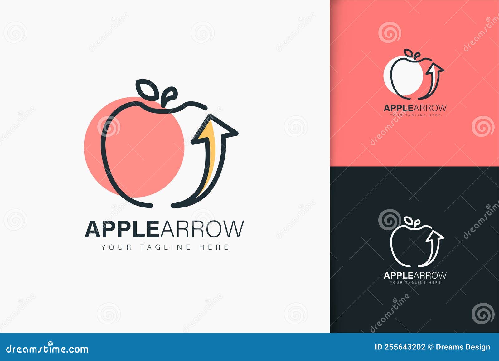 Apple Arrow Logo Design Linear Style Stock Vector - Illustration of ...
