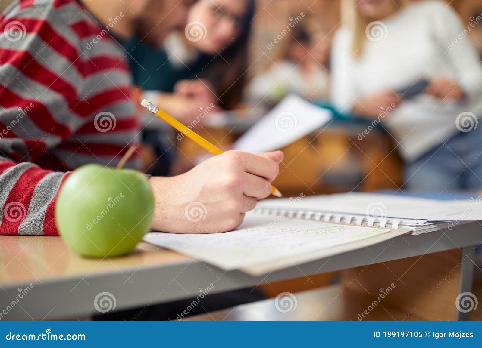 An Apple As a Snack for the Break of the Lecture Stock Image - Image of ...