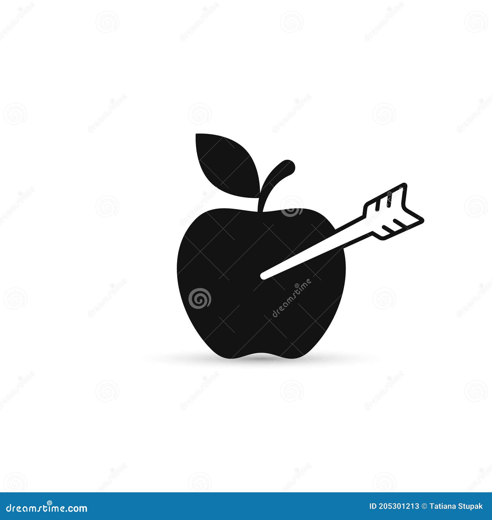 Apple As a Target with Arrow Icon. Vector Simple Isolated Symbol Stock ...