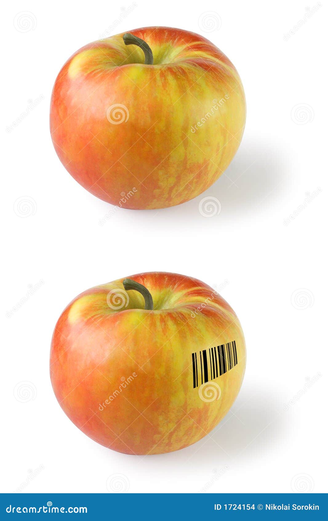 Apple with barcode stock photo. Image of barcodes, healthy - 1724154