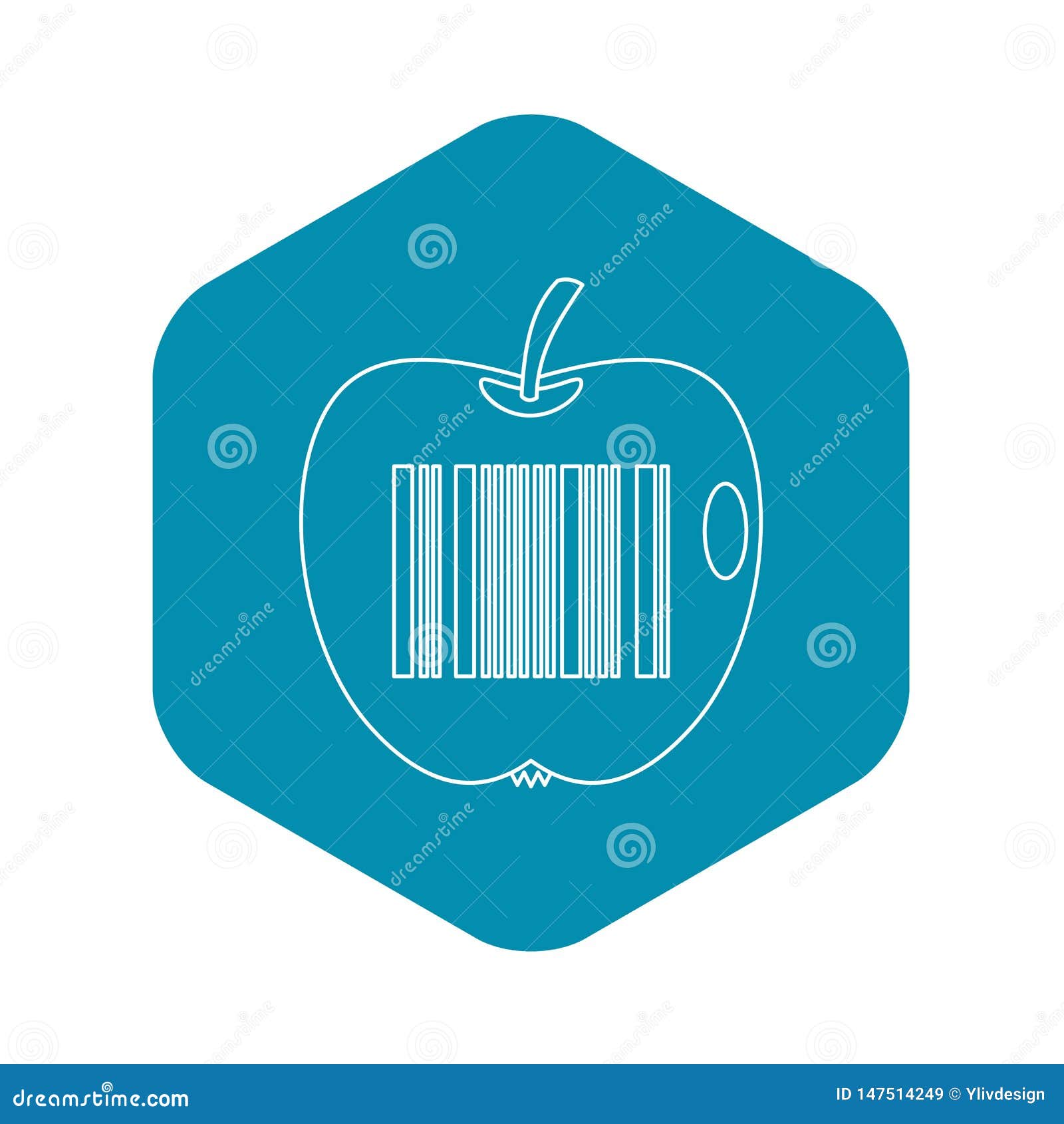 Apple with Barcode Icon, Outline Style Stock Vector - Illustration of ...