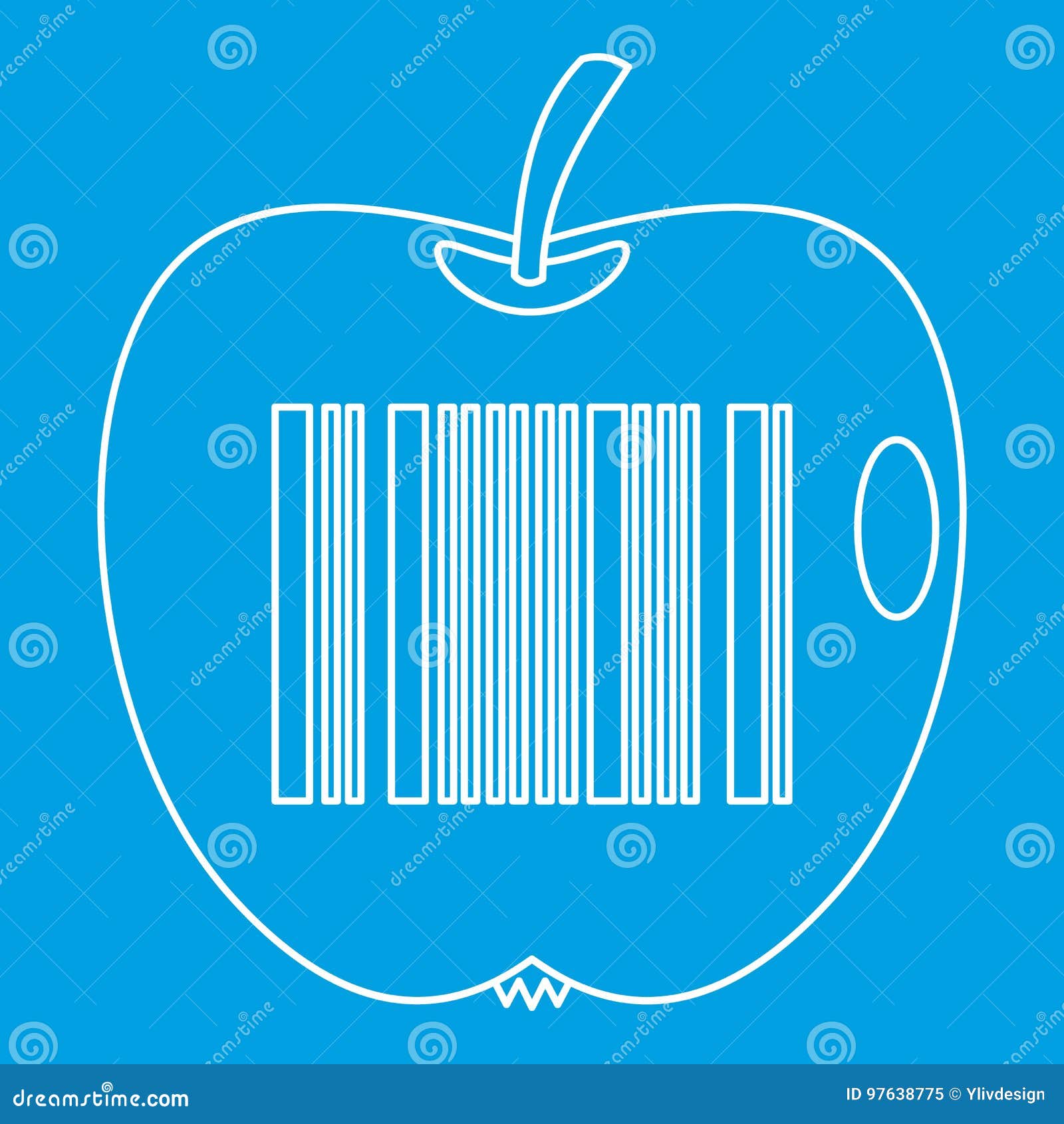 Apple with Barcode Icon, Outline Style Stock Vector - Illustration of ...
