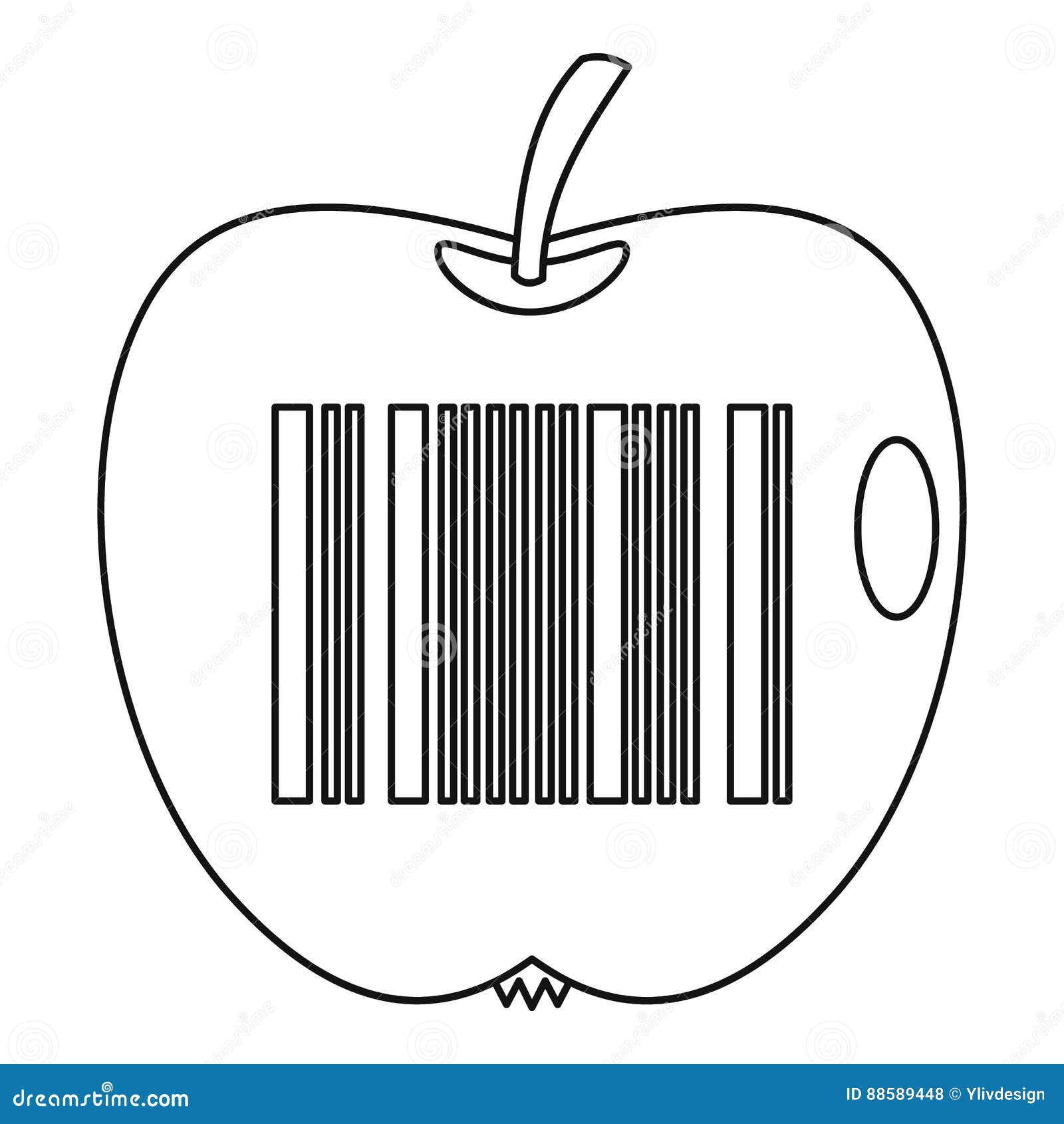 Apple with Barcode Icon, Outline Style Stock Vector - Illustration of ...