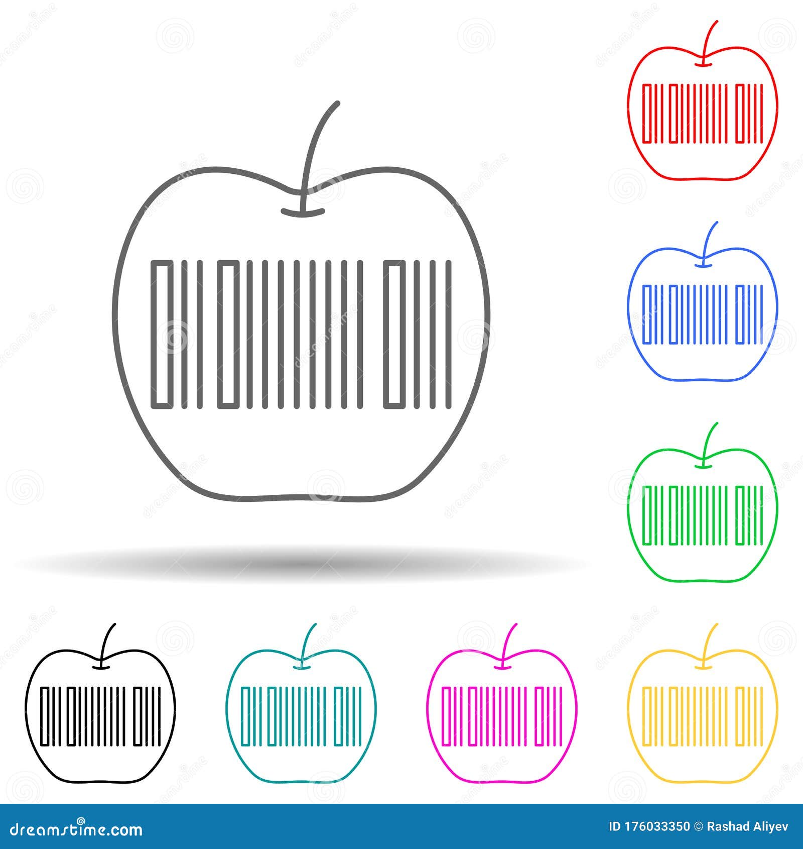 Apple, Barcode Multi Color Set Icon. Simple Thin Line, Outline Vector ...