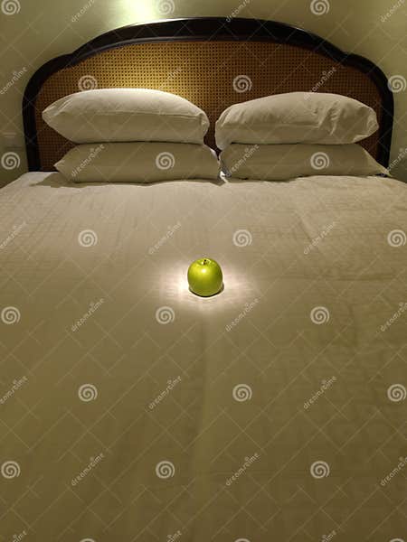 Apple in bed stock photo. Image of spot, food, apple, linen - 1657312