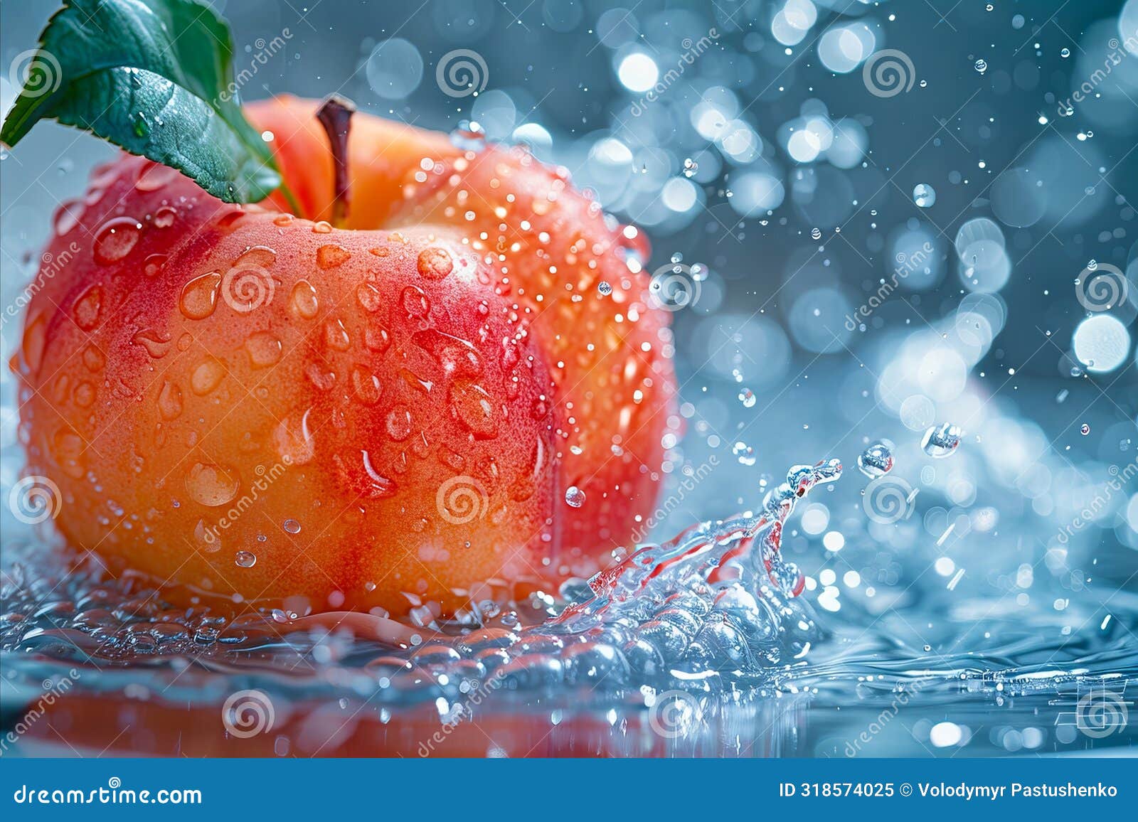 An Apple is Being Splashed with Water Stock Image - Image of liquid ...