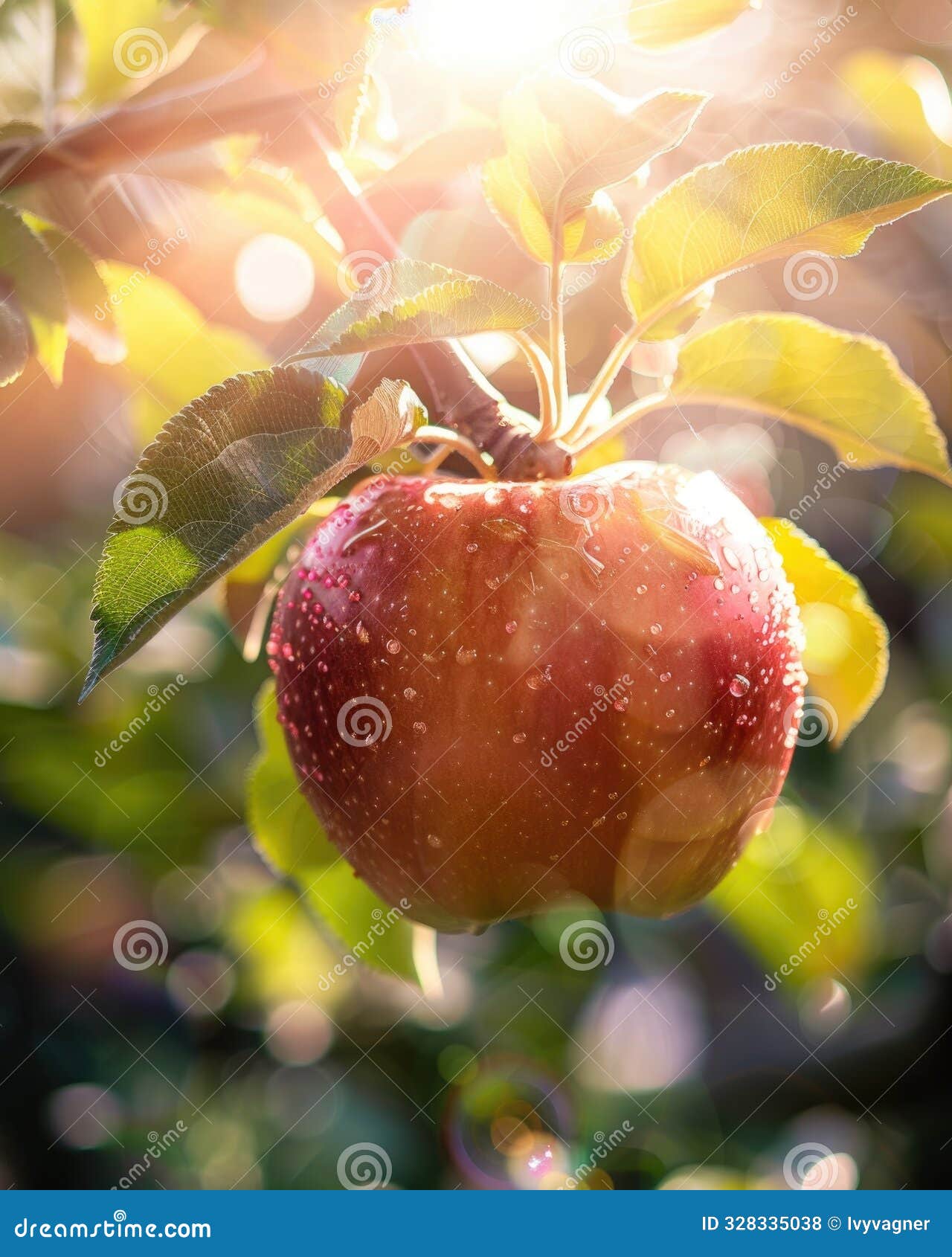 Apple with a Bit of Sunlight Creating a Lens Flare Stock Photo - Image ...
