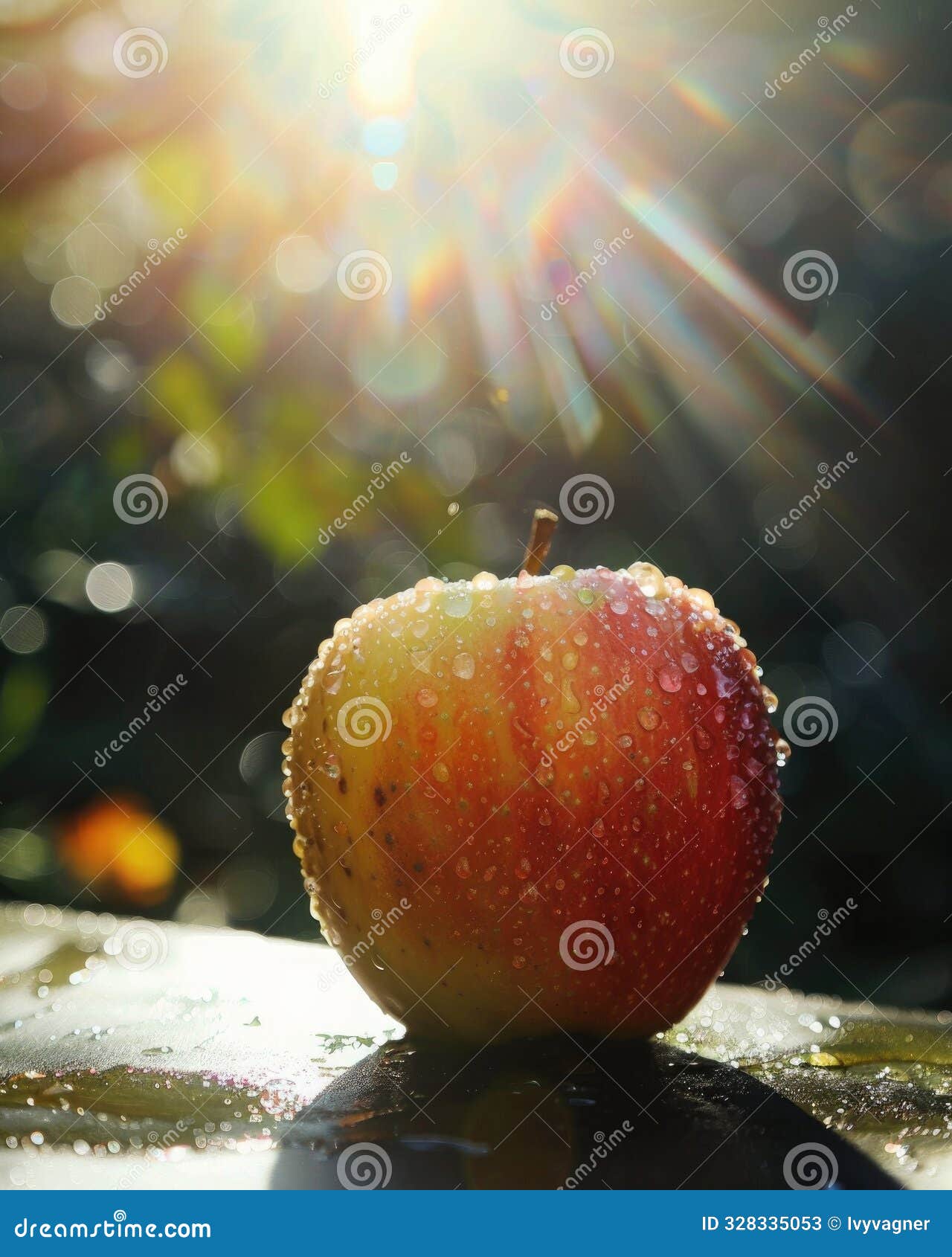 Apple with a Bit of Sunlight Creating a Lens Flare Stock Image - Image ...