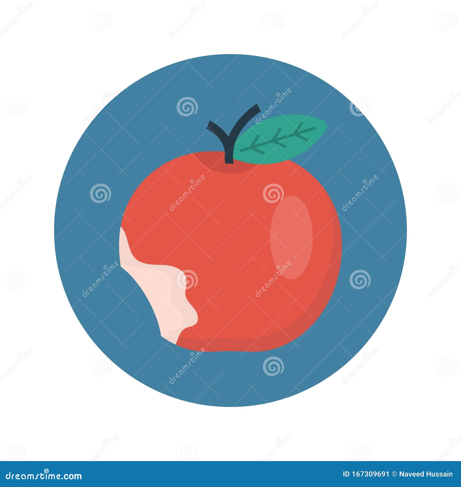 Apple Bite Vector Flat Color Icon Stock Vector - Illustration of ripe ...