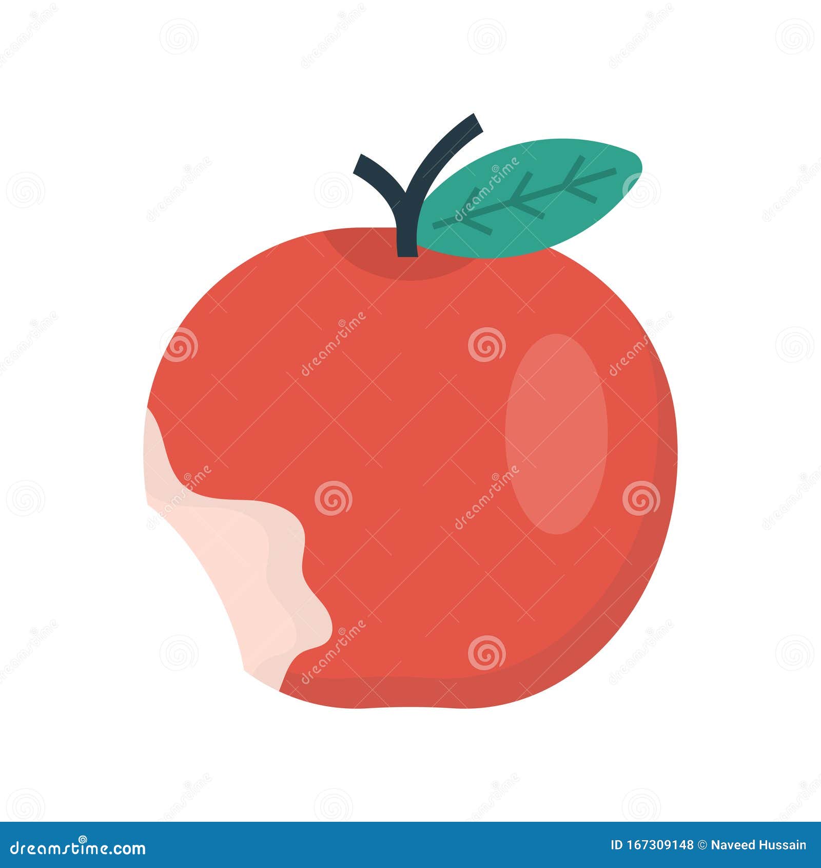 Apple Bite Vector Flat Color Icon Stock Illustration - Illustration of ...