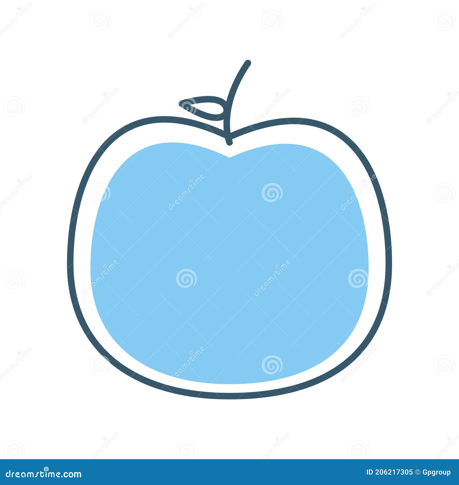Apple with a blue color stock vector. Illustration of template - 206217305