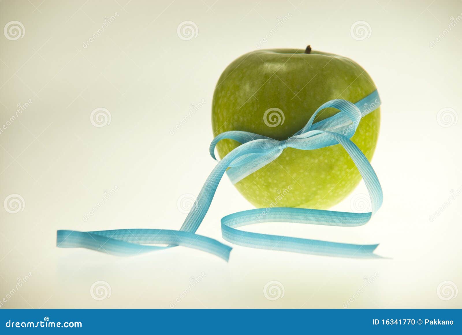 Apple with Blue-white Ribbon Stock Photo - Image of kurdela, lines ...
