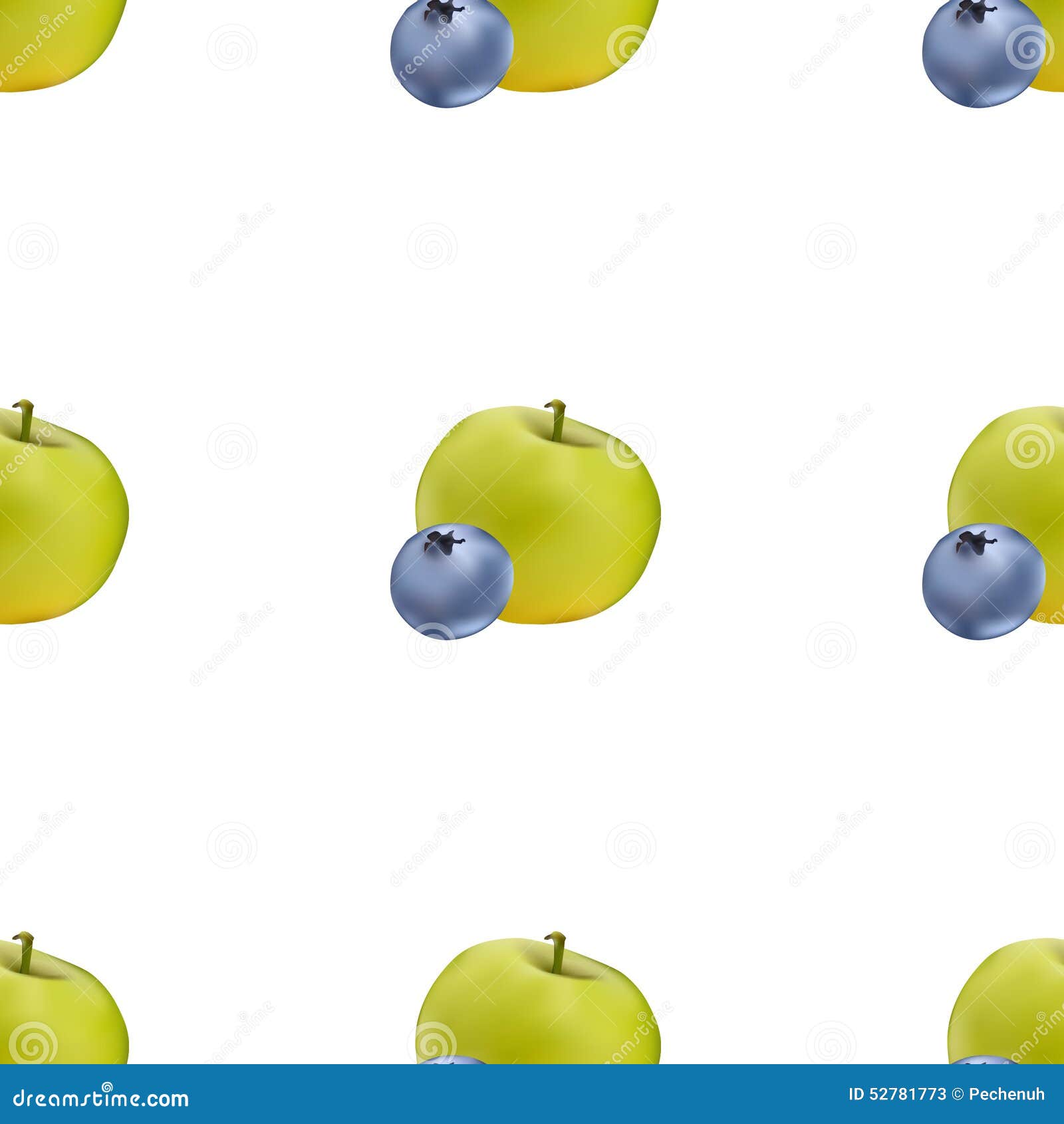 Apple and Blueberry Pattern Stock Vector - Illustration of diet, fresh ...
